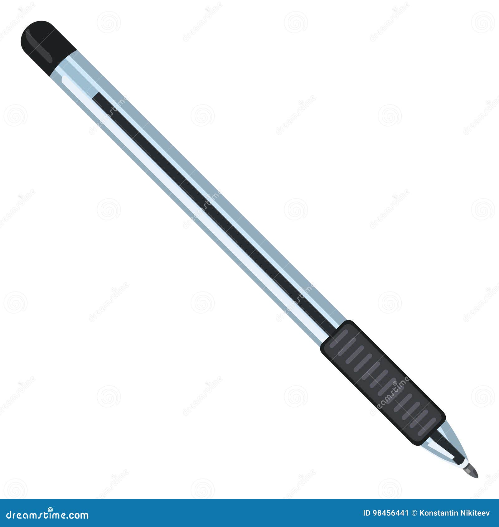 Vector Single Black Ball-point Pen Stock Vector - Illustration of black ...