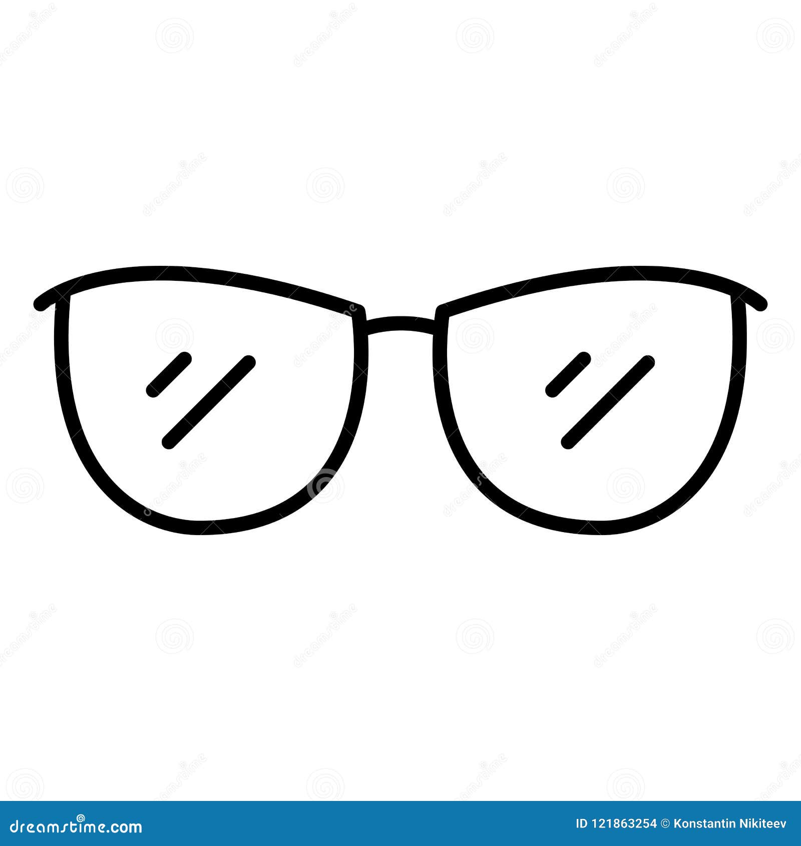 Vector Black Outline Icon - Fashionable Eyeglasses Stock Vector ...