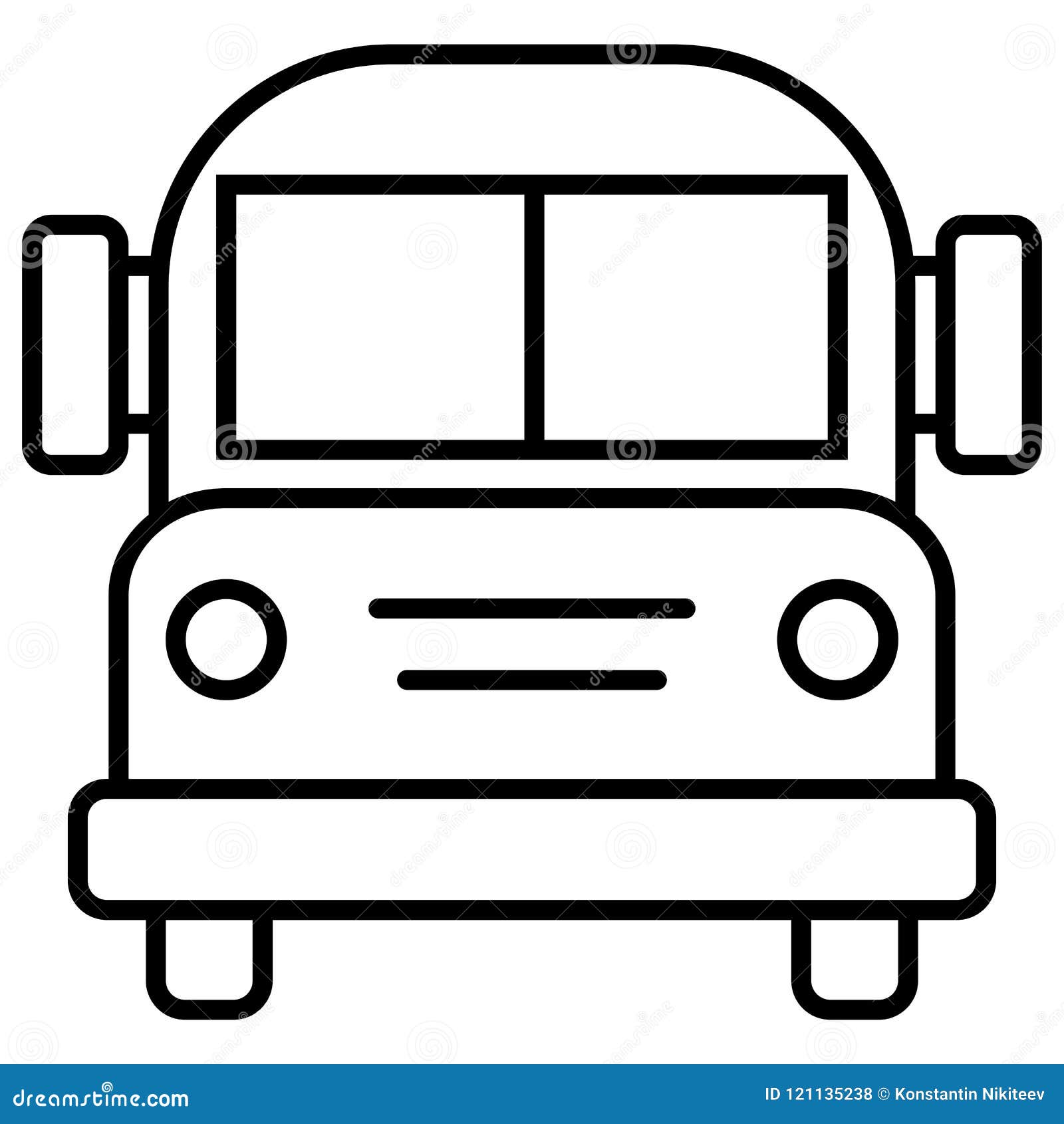 Vector Black Outline Icon - School Bus Stock Vector - Illustration of ...