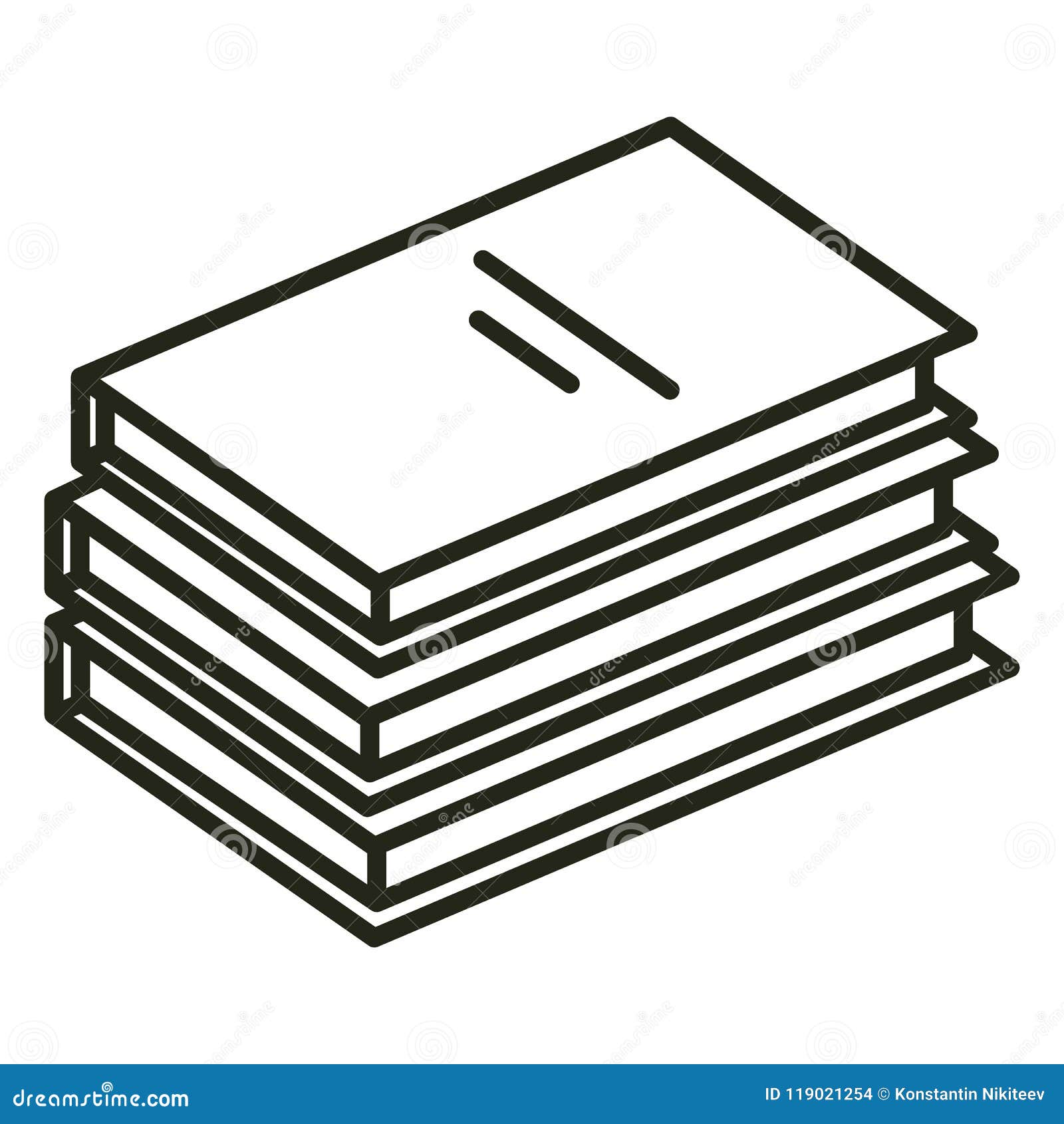 Vector Black Outline Icon - Stack of Books Stock Vector - Illustration ...