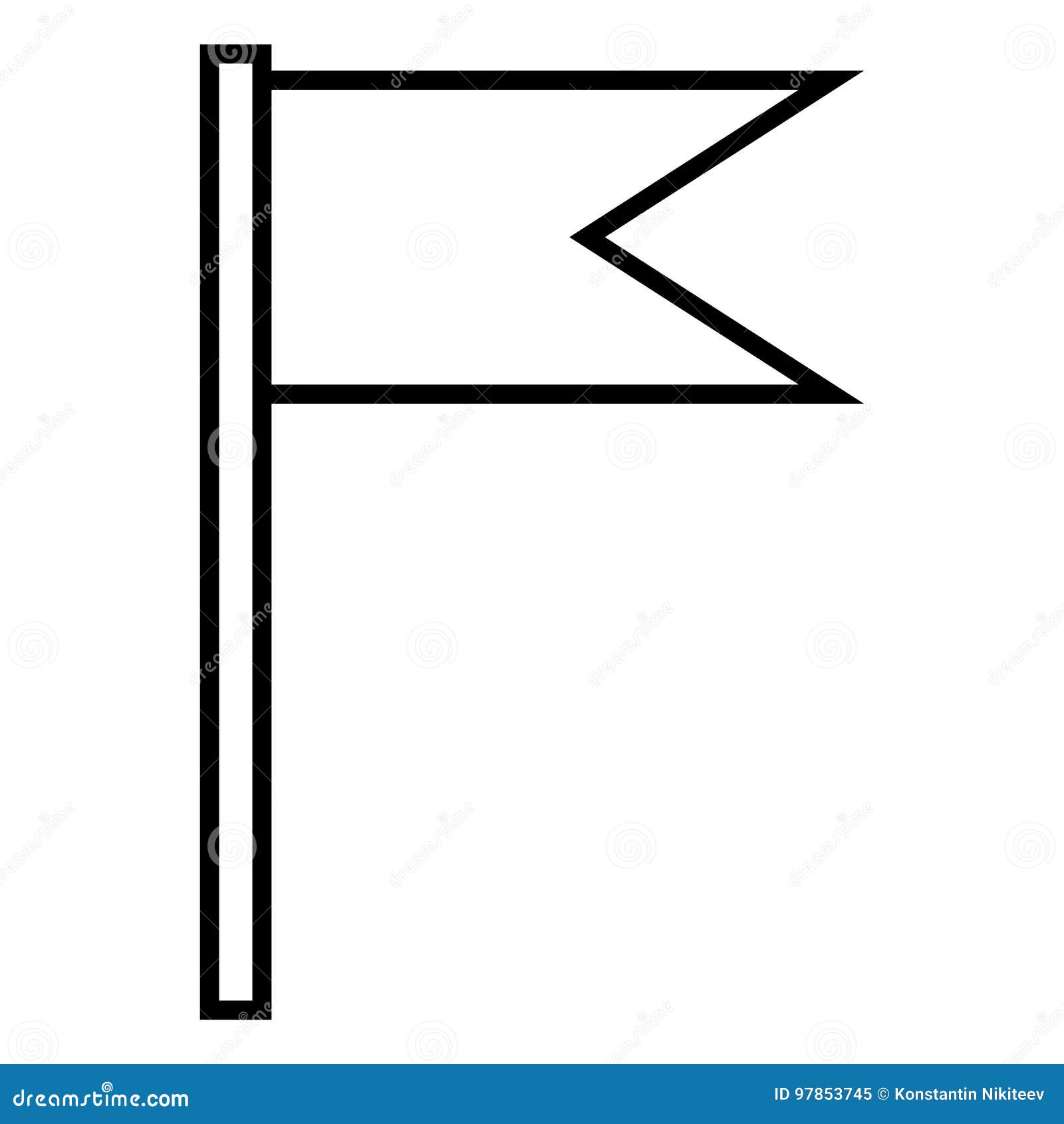 Vector Black Outline Minimalistic Flag Icon Stock Vector - Illustration ...