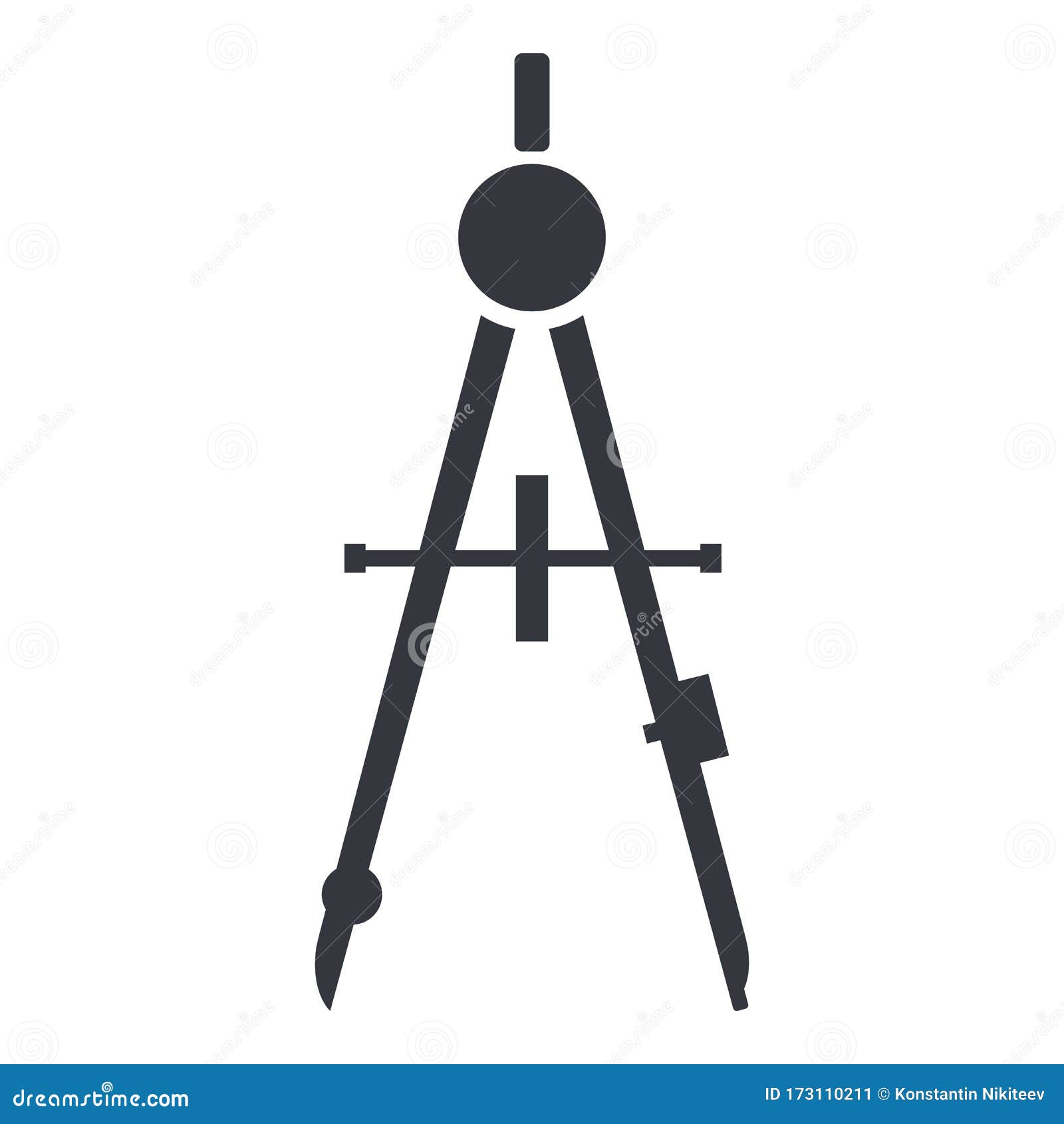 Vector Single Black Silhouette Icon - Drawing Compass Stock Vector ...