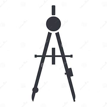 Vector Single Black Silhouette Icon - Drawing Compass Stock Vector ...
