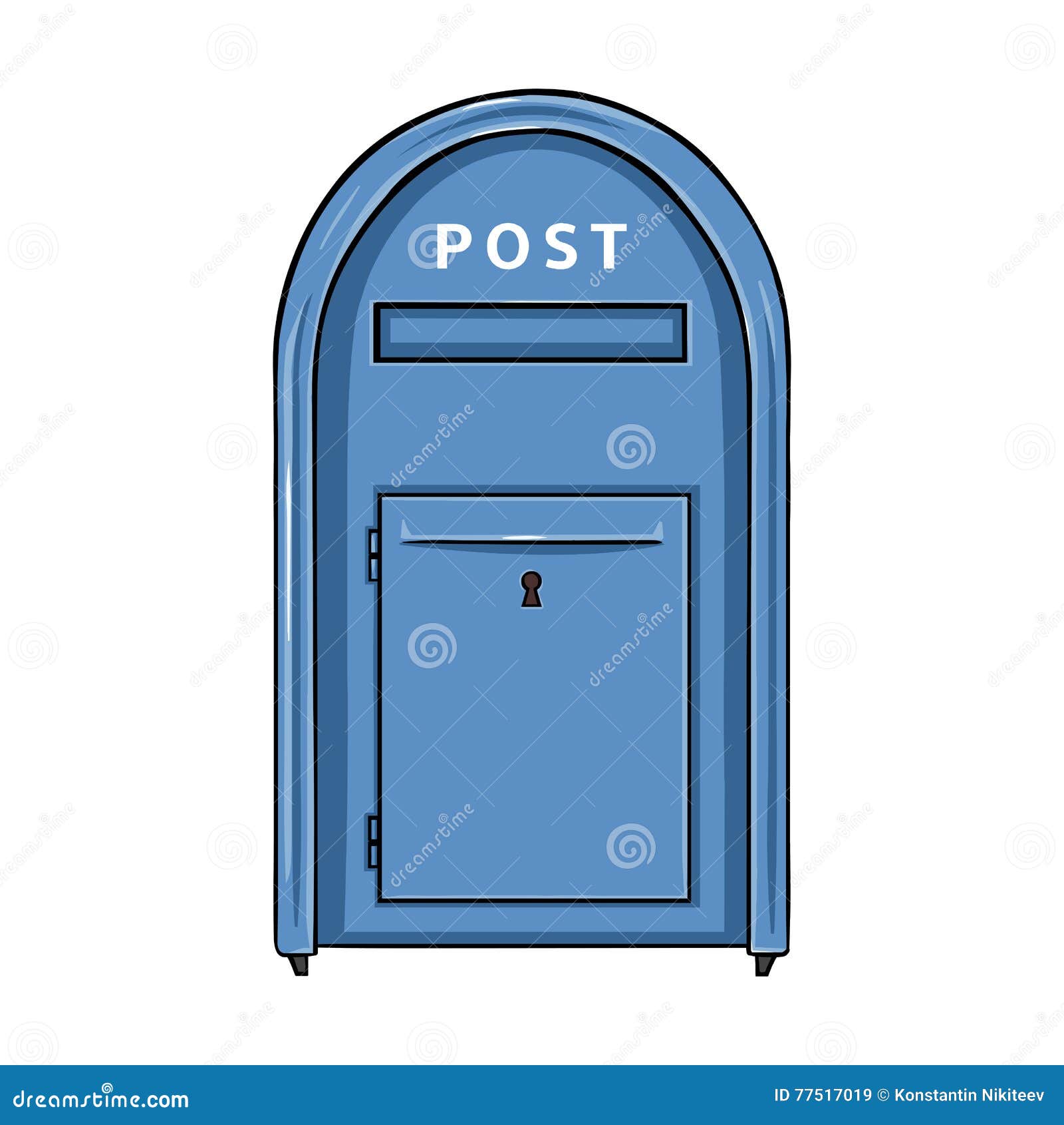 Vector Single Cartoon Blue Street Postbox. Stock Vector - Illustration ...