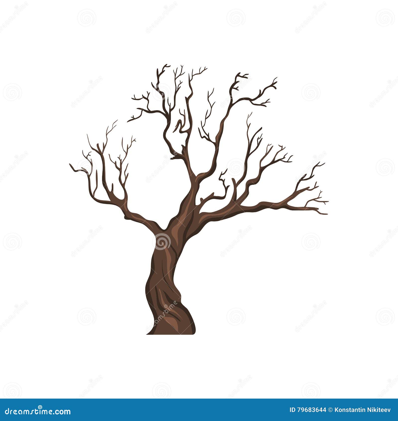 Vector Single Cartoon Brown Bare Tree Stock Vector - Illustration of ...
