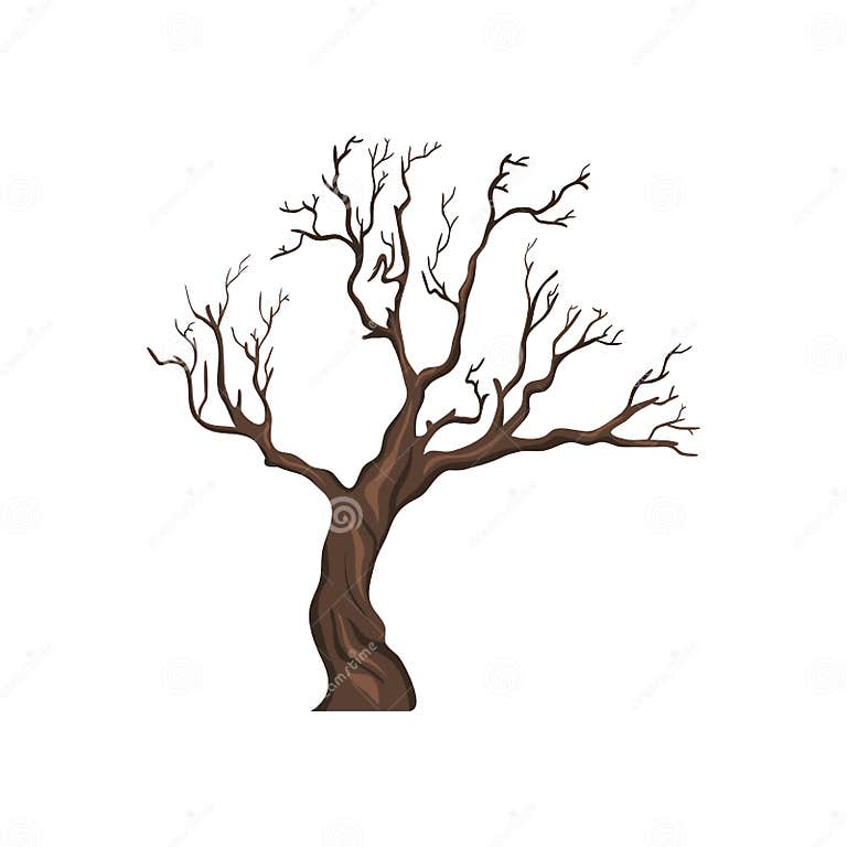 Vector Single Cartoon Brown Bare Tree Stock Vector - Illustration of ...