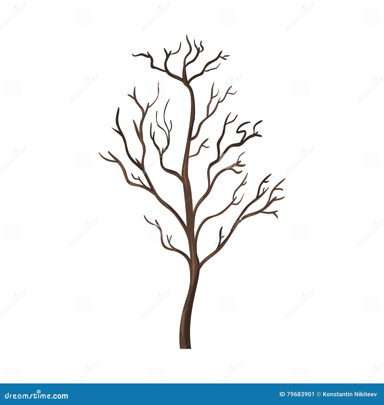 Vector Single Cartoon Brown Bare Tree Stock Vector - Illustration of ...