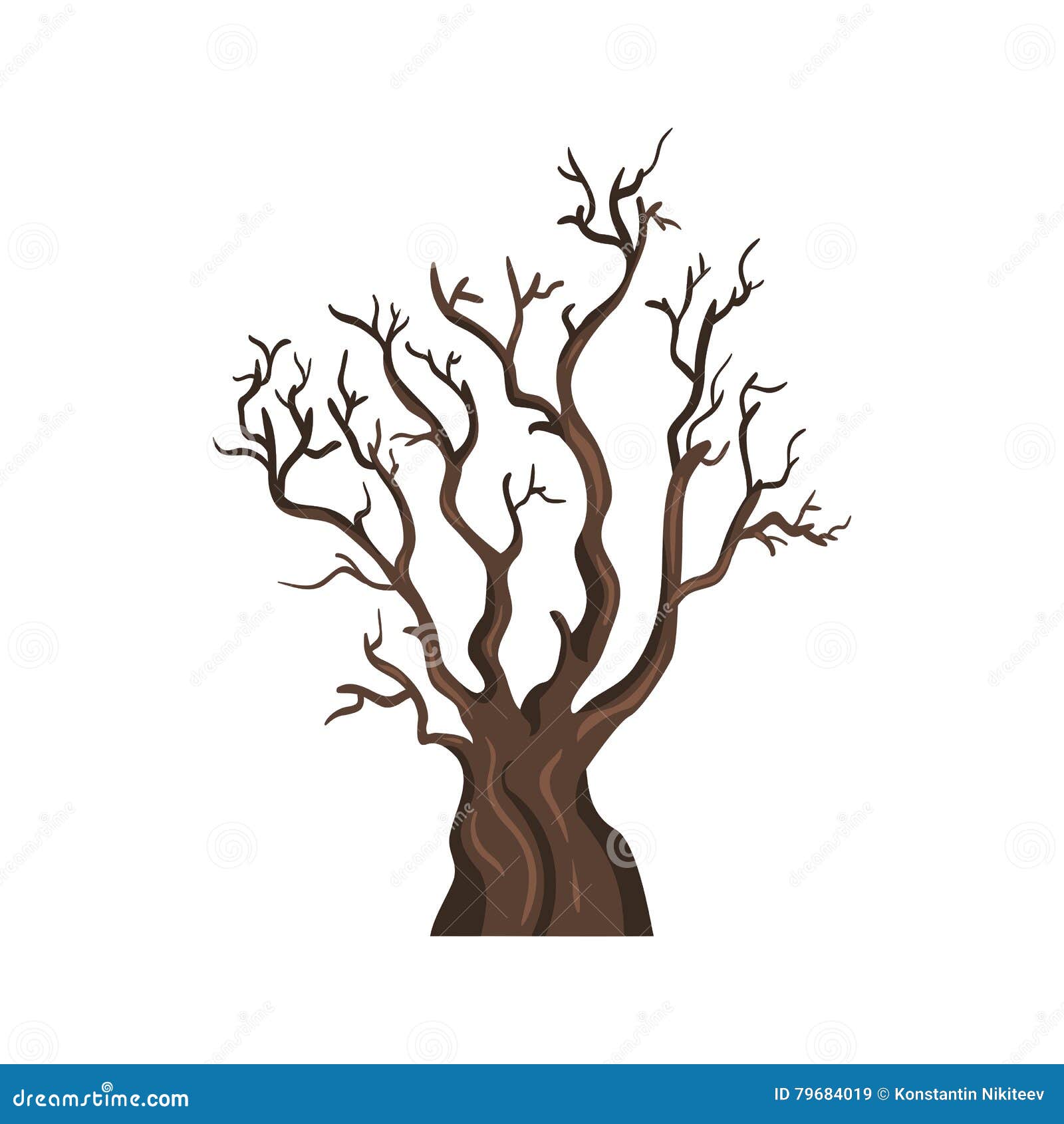 Vector Single Cartoon Brown Bare Tree Stock Vector - Illustration of ...
