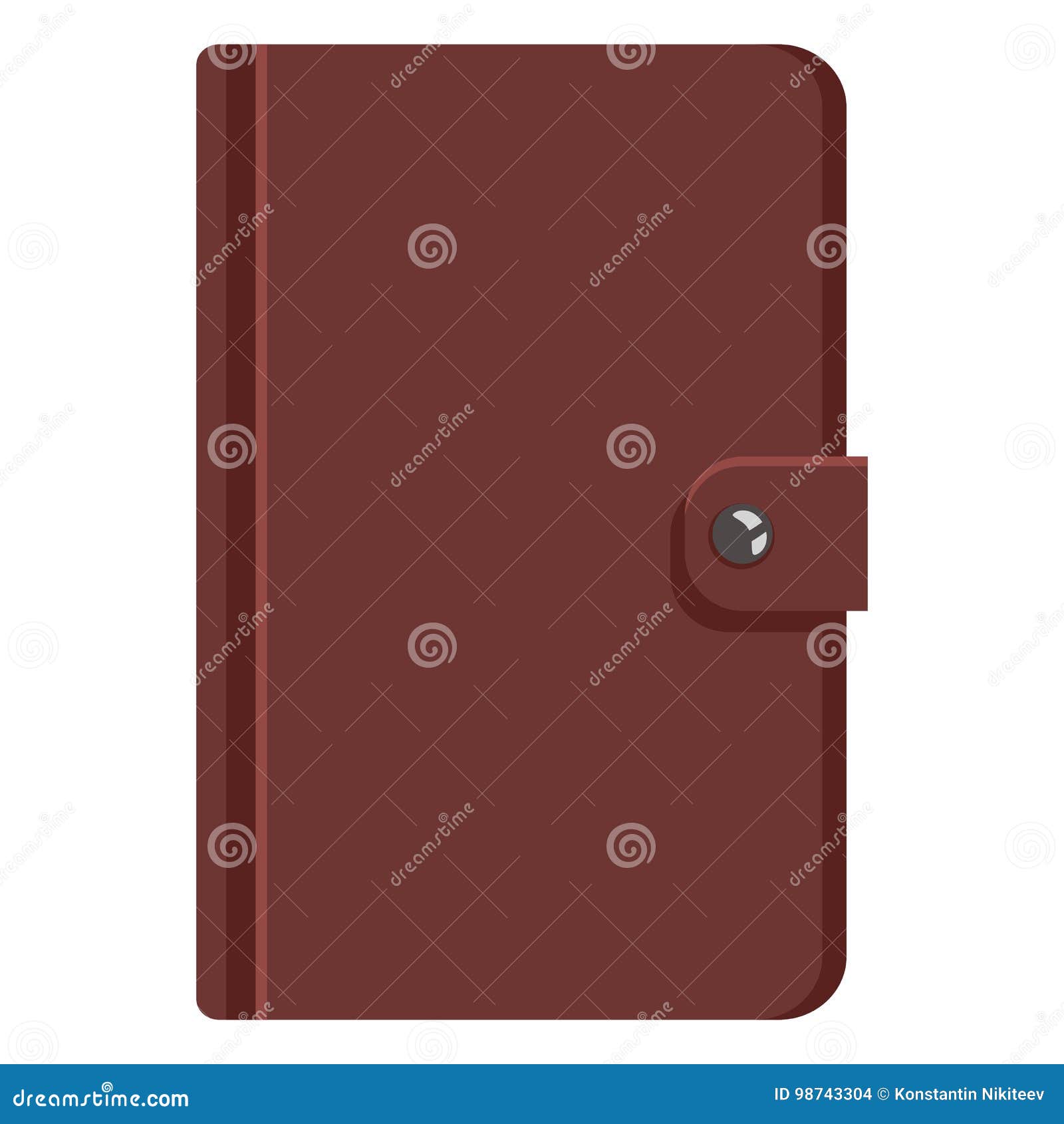 Vector Single Cartoon Brown Leather Diary Stock Vector - Illustration ...