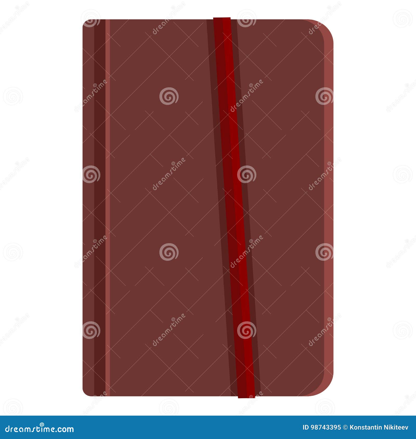 Vector Single Cartoon Brown Leather Diary Stock Vector - Illustration ...