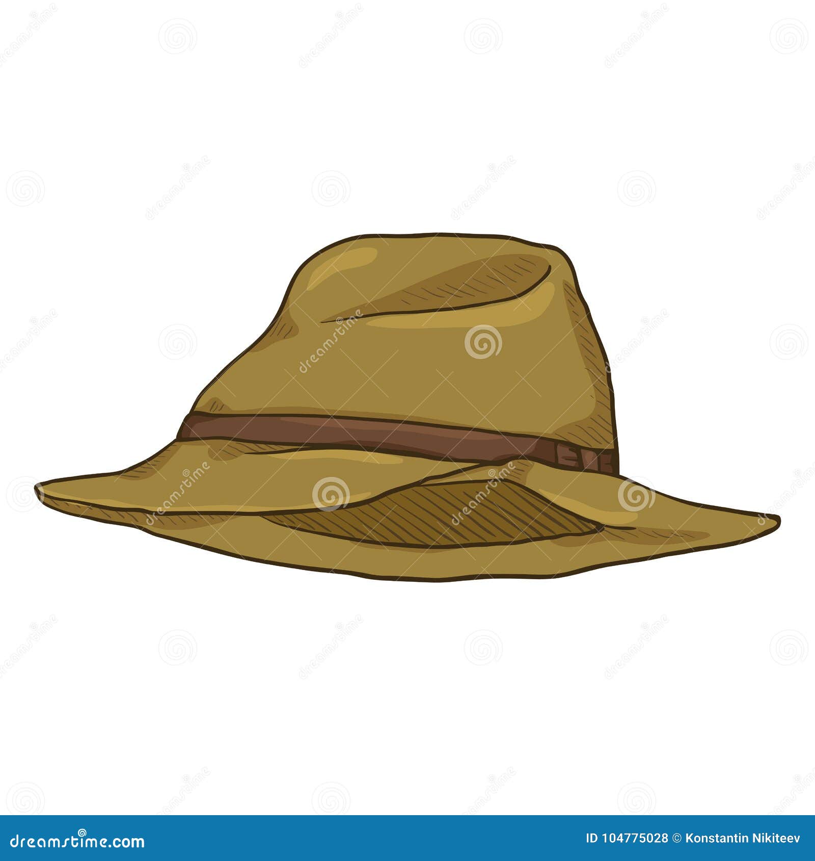 Vector Single Cartoon Brown Trilby Hat Stock Vector - Illustration of ...