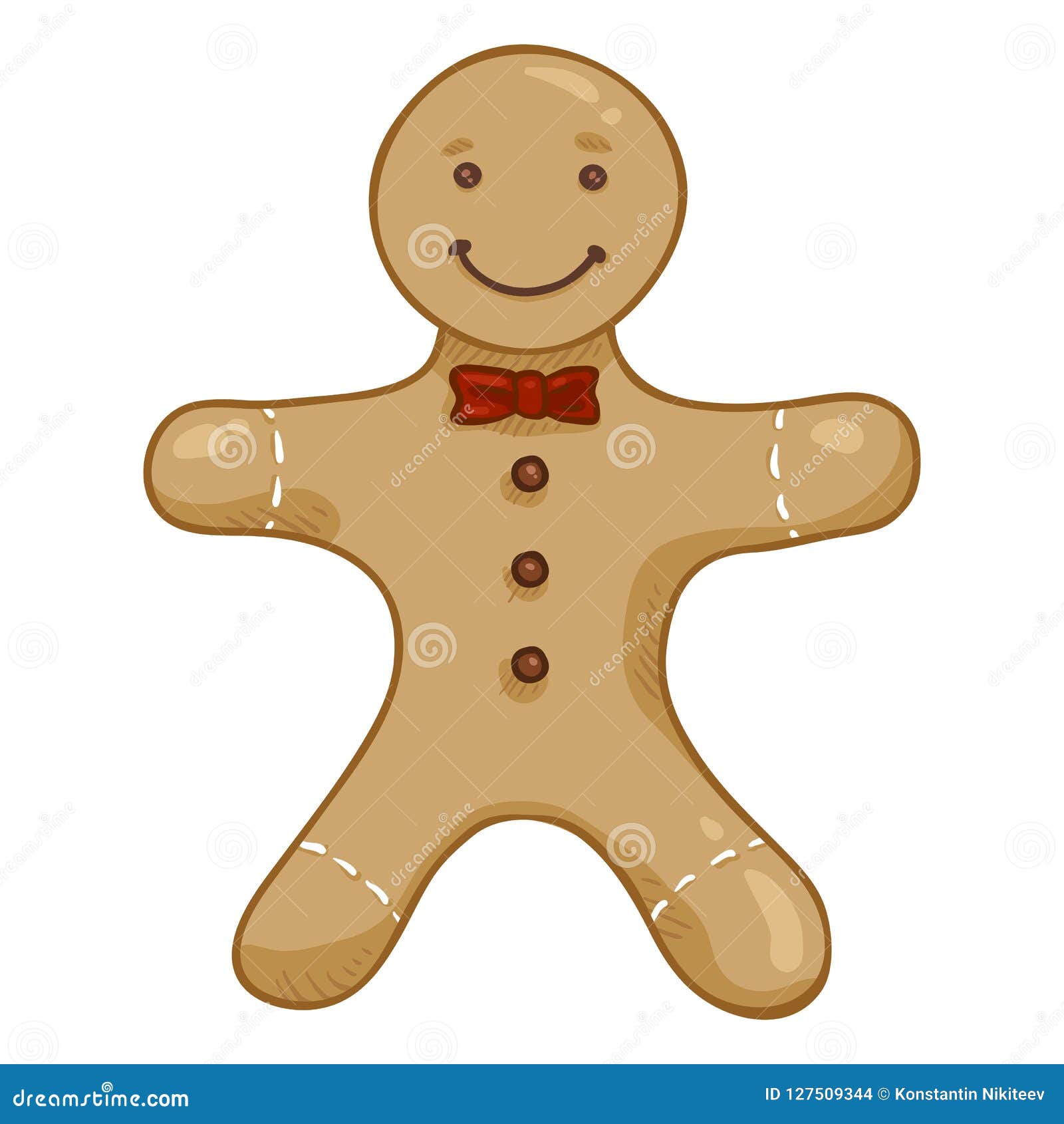 Vector Single Cartoon Color Illustration - Gingerbread Man Stock Vector ...