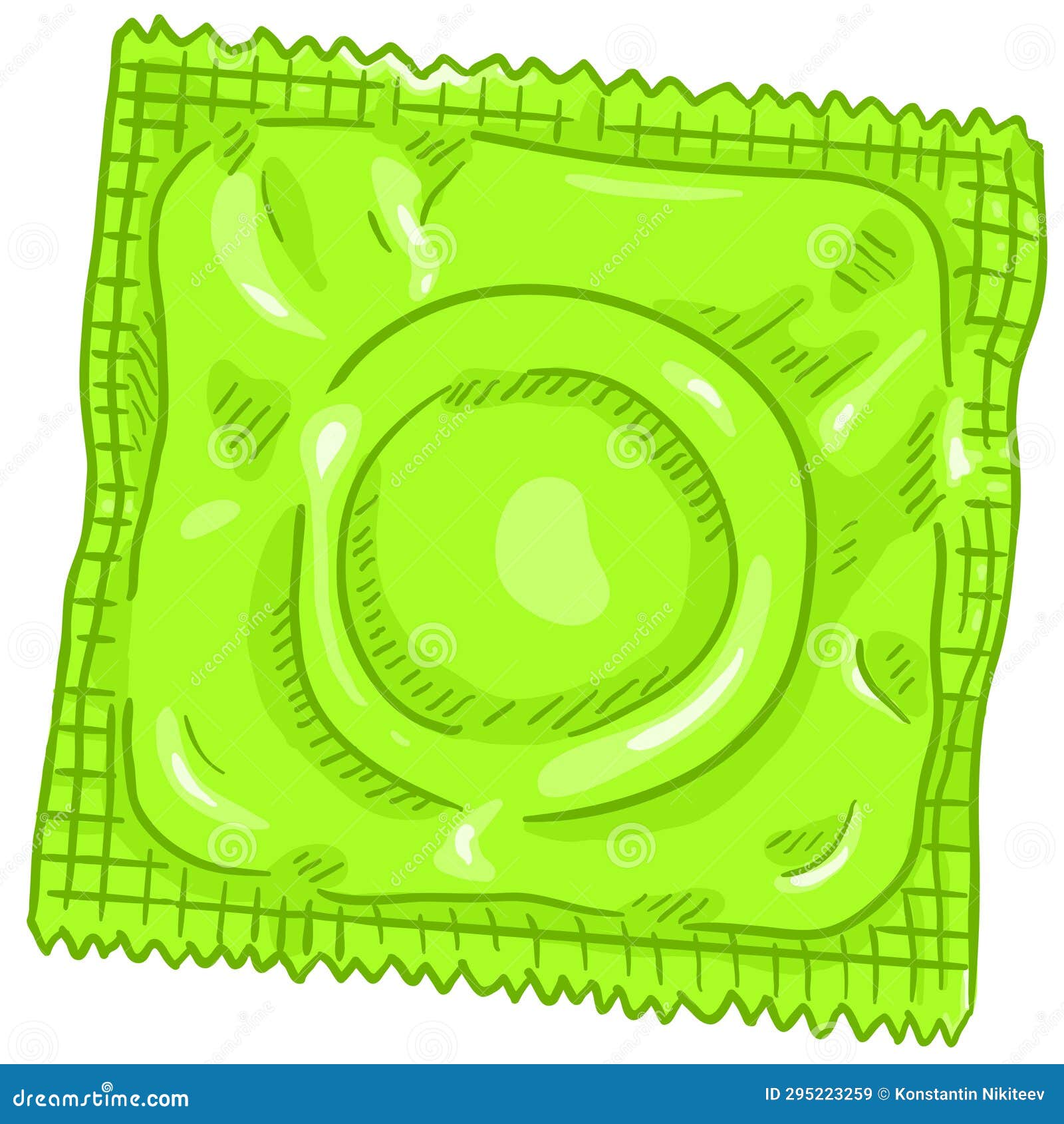 Vector Single Cartoon Condom In Green Package Stock Vector