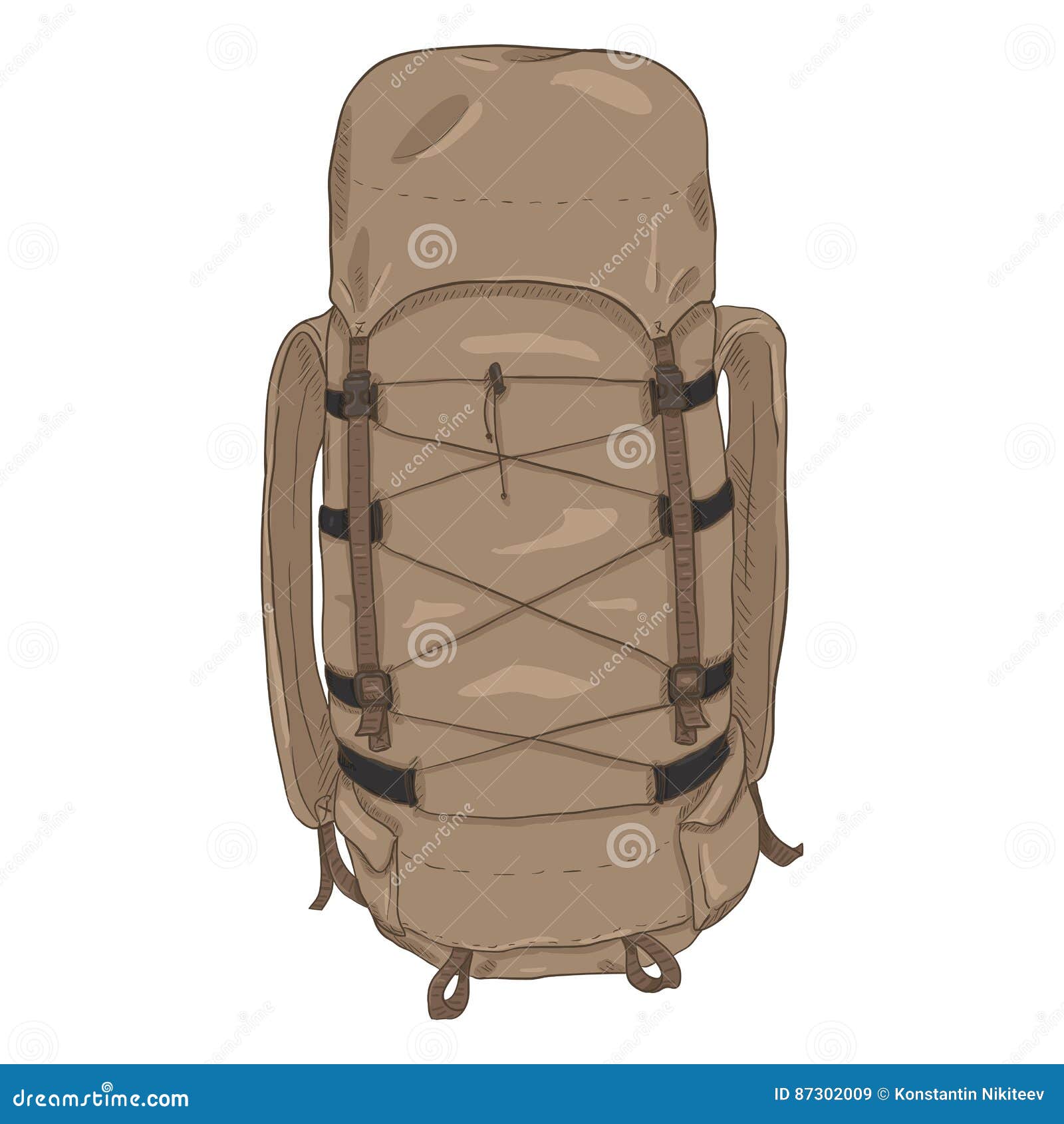 Vector Single Cartoon Hiking Backpack Stock Vector - Illustration of ...