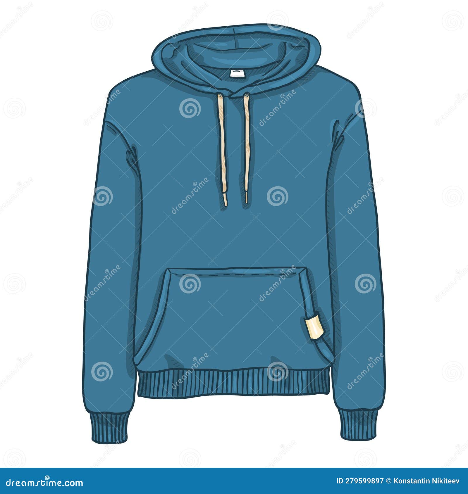 Vector Single Cartoon Illustration - Blue Hoodie Sweatshirt Stock ...