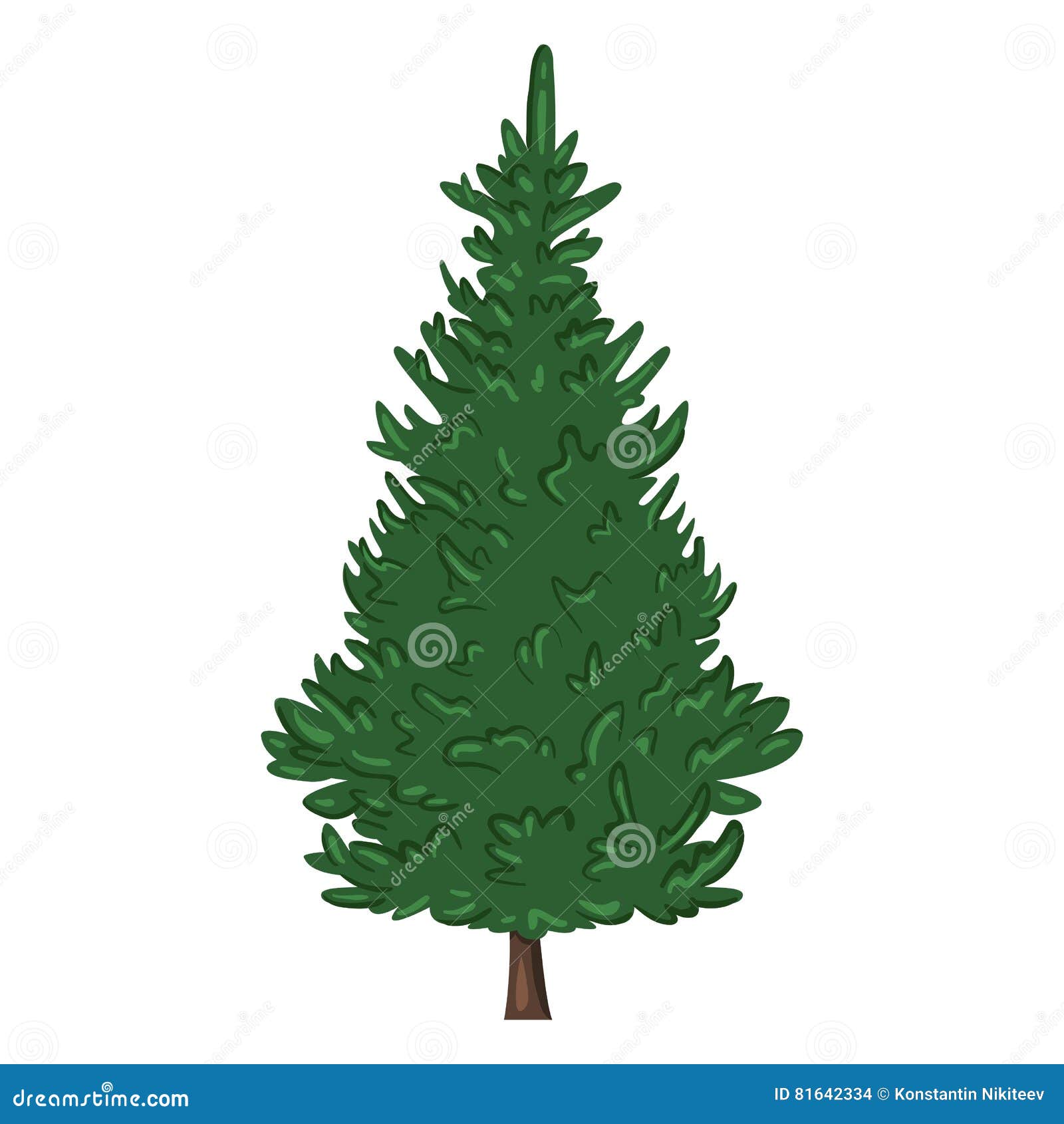 Vector Single Cartoon Pine Tree on White Background Stock Vector ...
