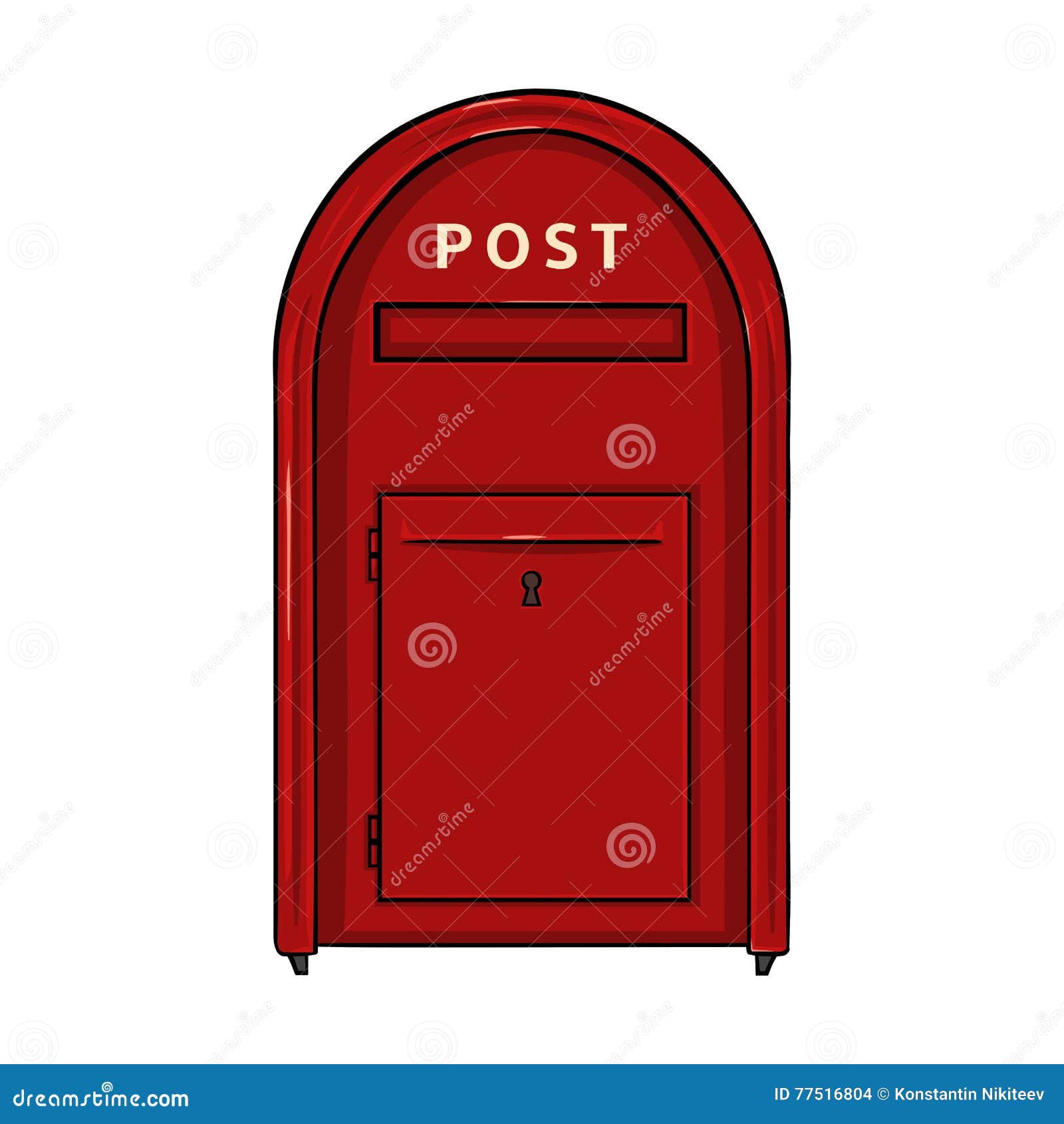 Vector Single Cartoon Red Street Postbox. Stock Vector - Illustration ...