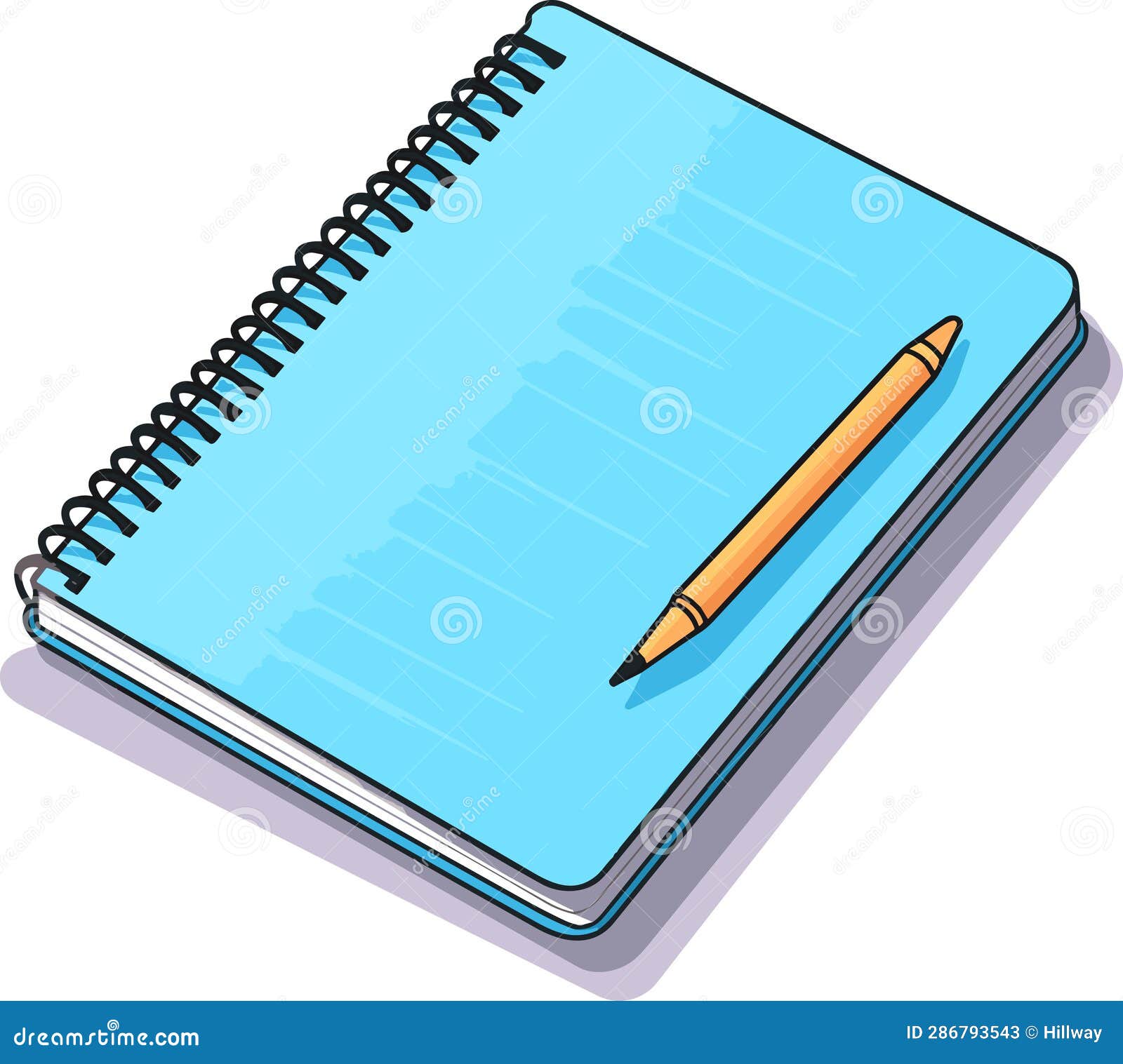 Vector Single Cartoon Spiral Notebook on White Background, Vector Stock ...