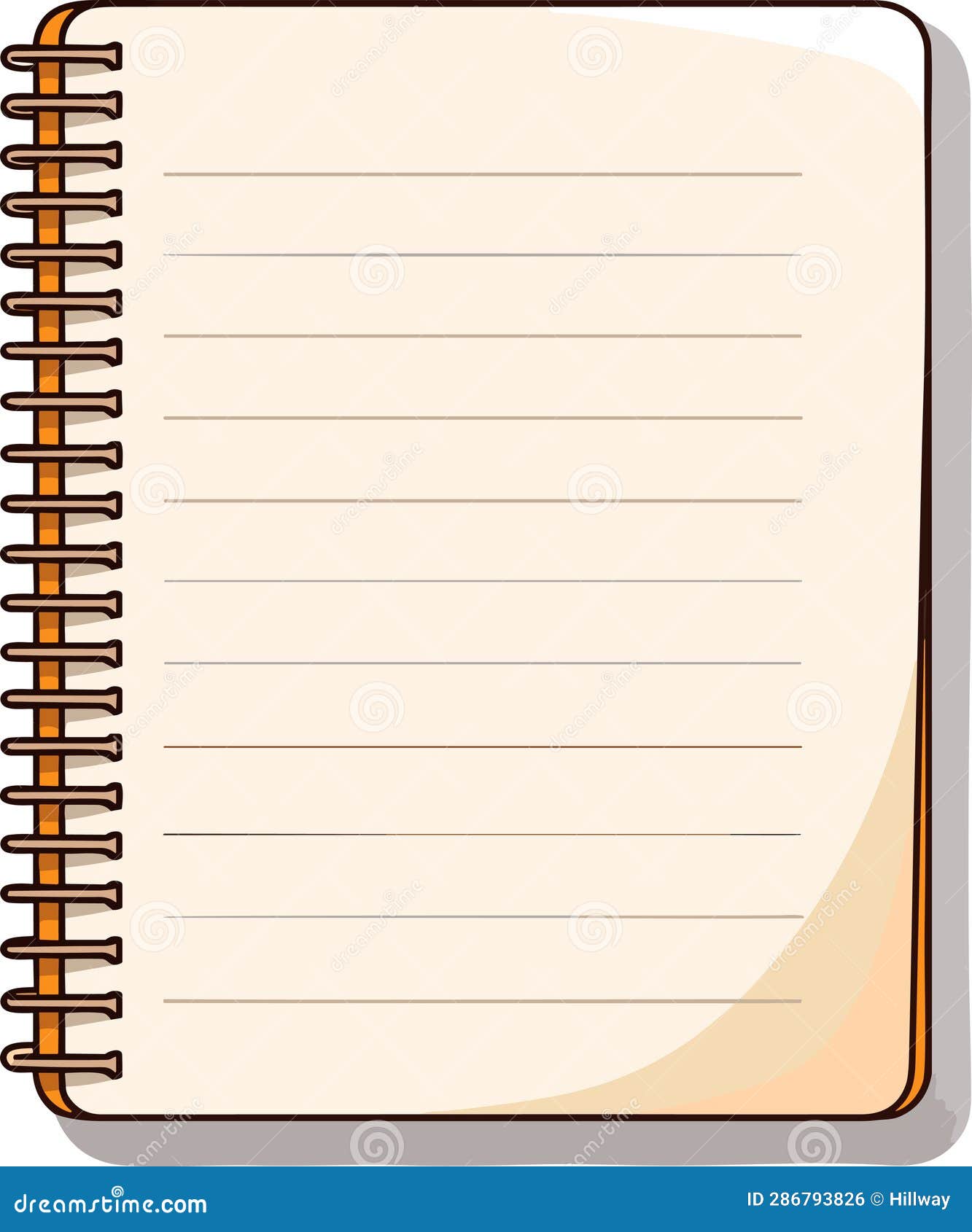 Vector Single Cartoon Spiral Notebook on White Background, Vector Stock ...