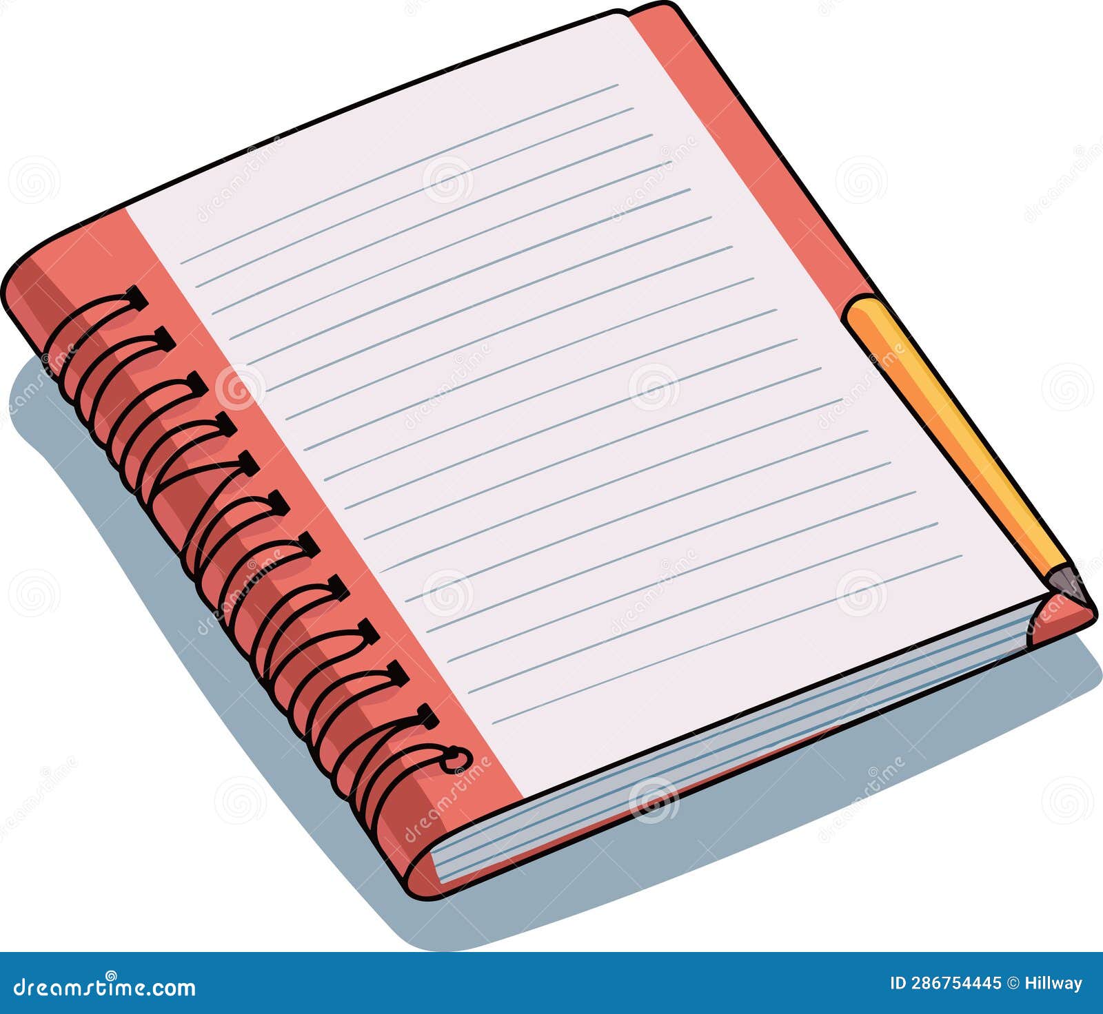 Vector Single Cartoon Spiral Notebook on White Background, Vector Stock ...
