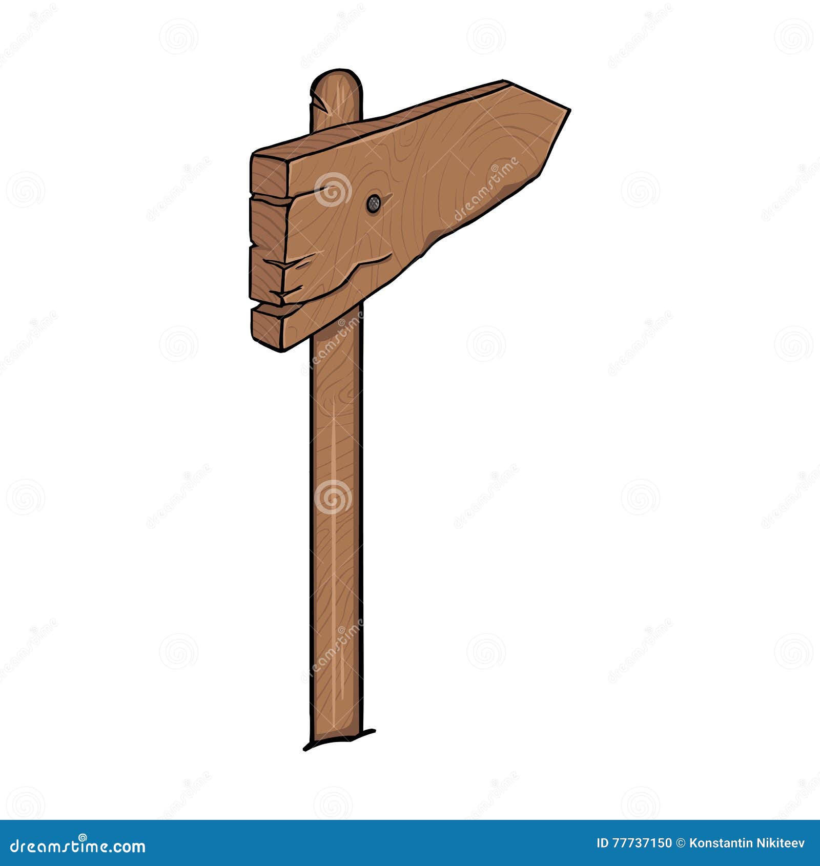 Vector Single Cartoon Wooden Signpost Stock Vector - Illustration of ...