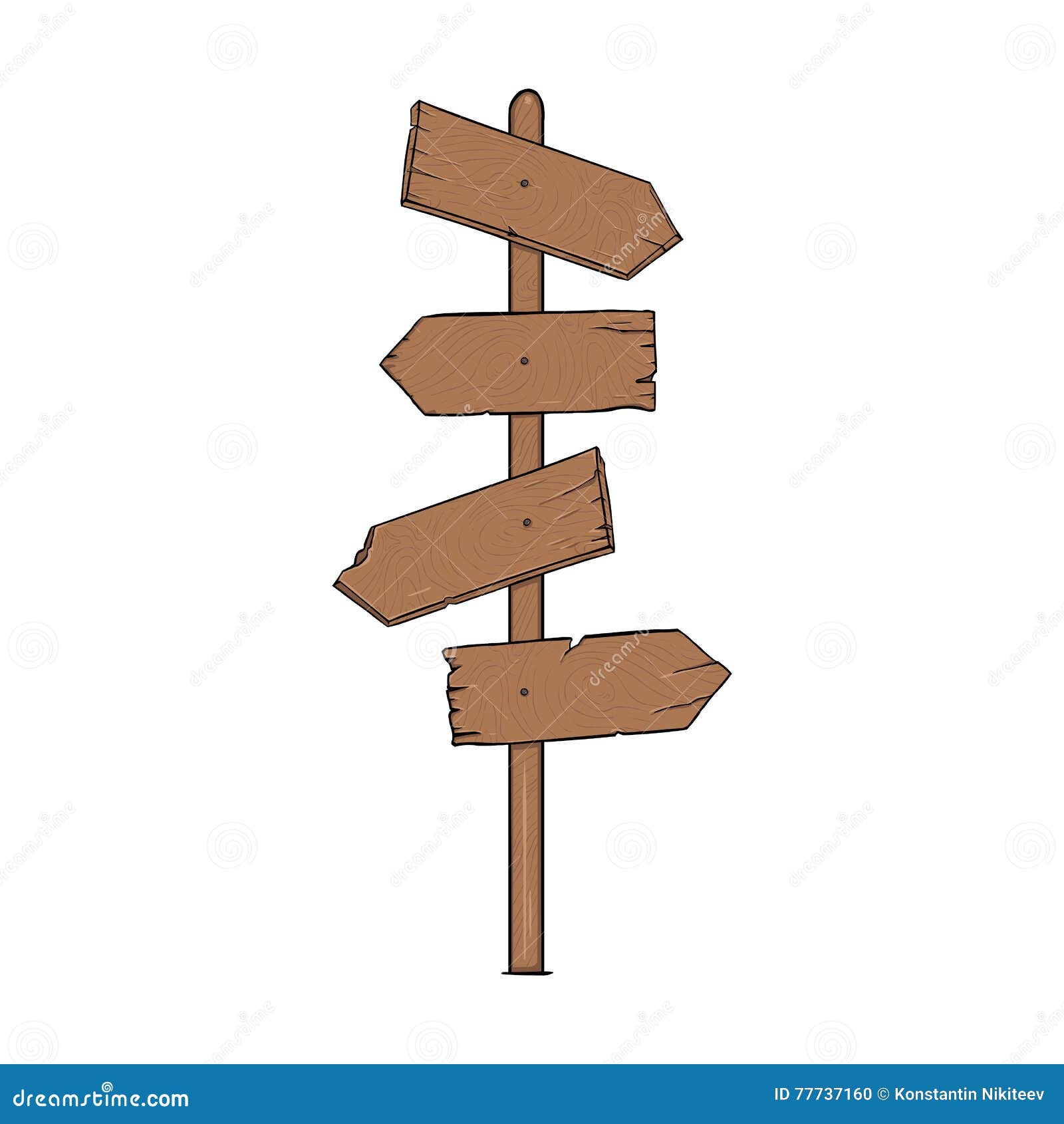 Vector Single Cartoon Wooden Signpost Stock Vector - Illustration of ...
