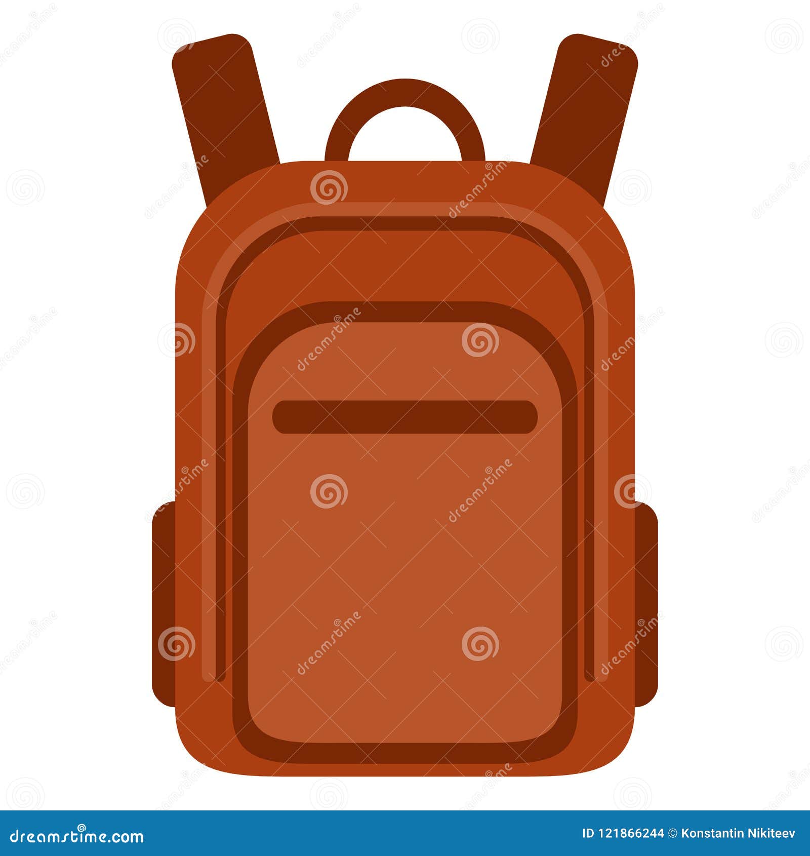 Vector Single Color Flat Icon - Red School Bag. Plain Backpack. Stock ...