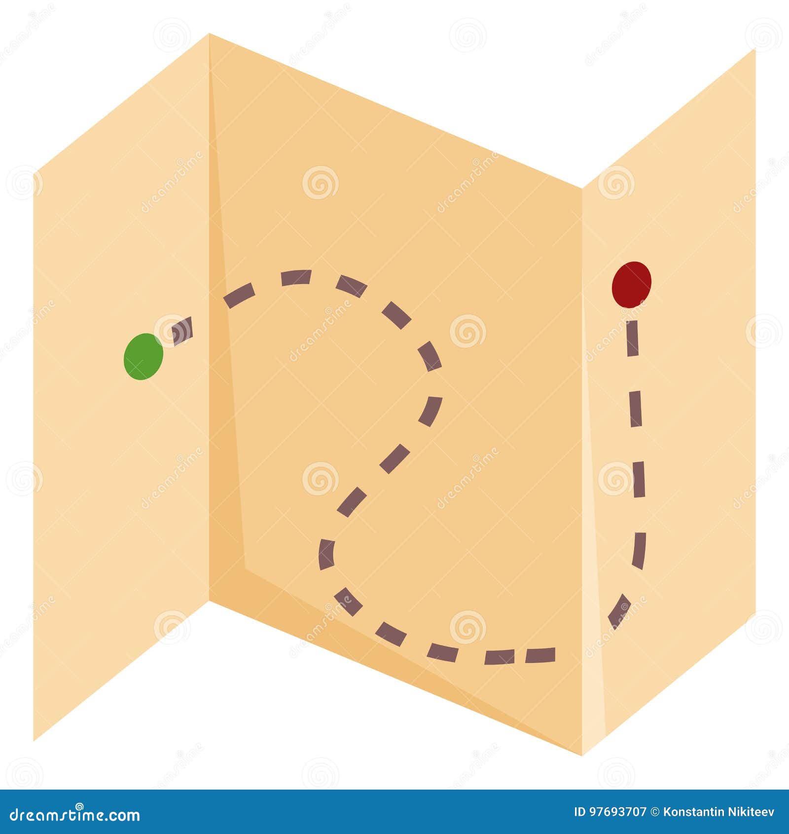 Vector Single Icon - Folded Paper Map Stock Vector - Illustration of ...