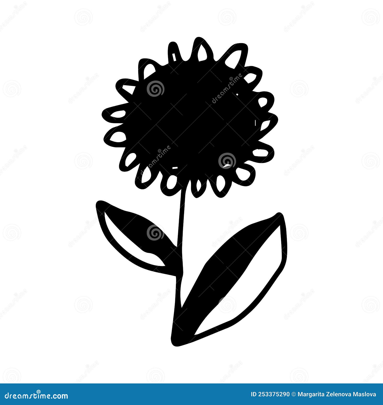 Vector Single Element Sunflower Flower on a White Stock Vector ...