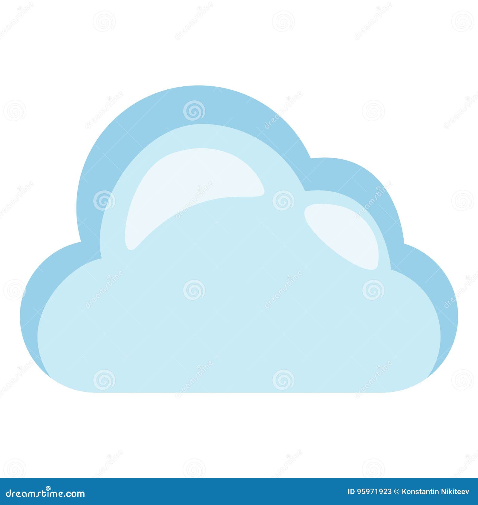 Vector Single Flat Blue Cloud Icon Stock Vector - Illustration of buble ...