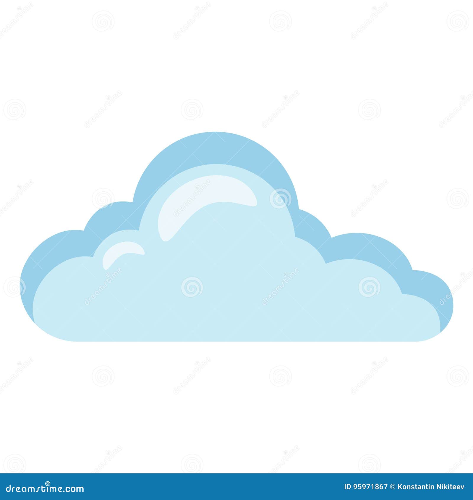 Vector Single Flat Blue Cloud Icon Stock Vector - Illustration of ...