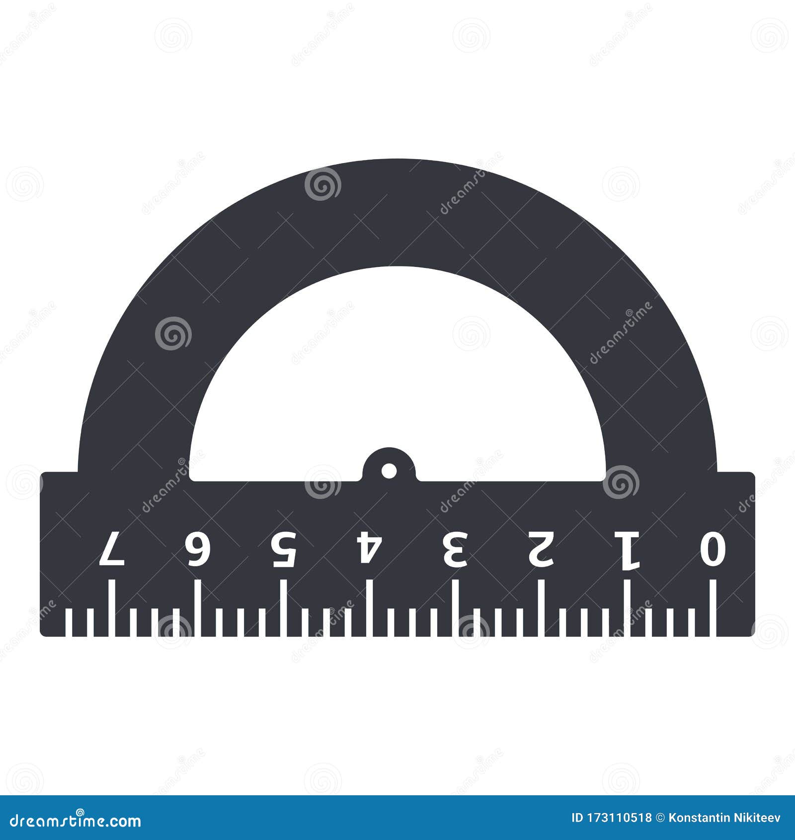 Vector Single Icon - Black Silhouette Protractor Ruler Stock Vector ...