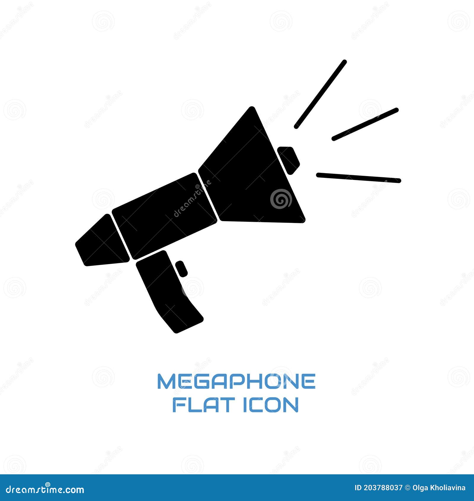 Vector Single Isolated Black Color Megaphone Icon. Abstract, Sketchy ...