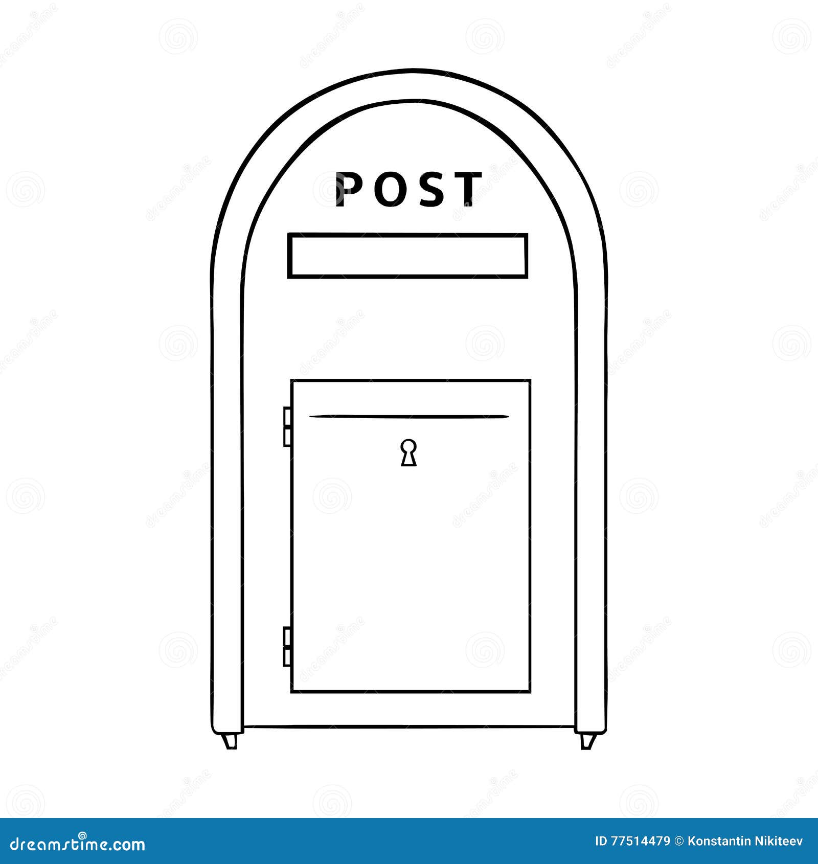 Vector Single Line Art Street Postbox. Stock Vector - Illustration of ...