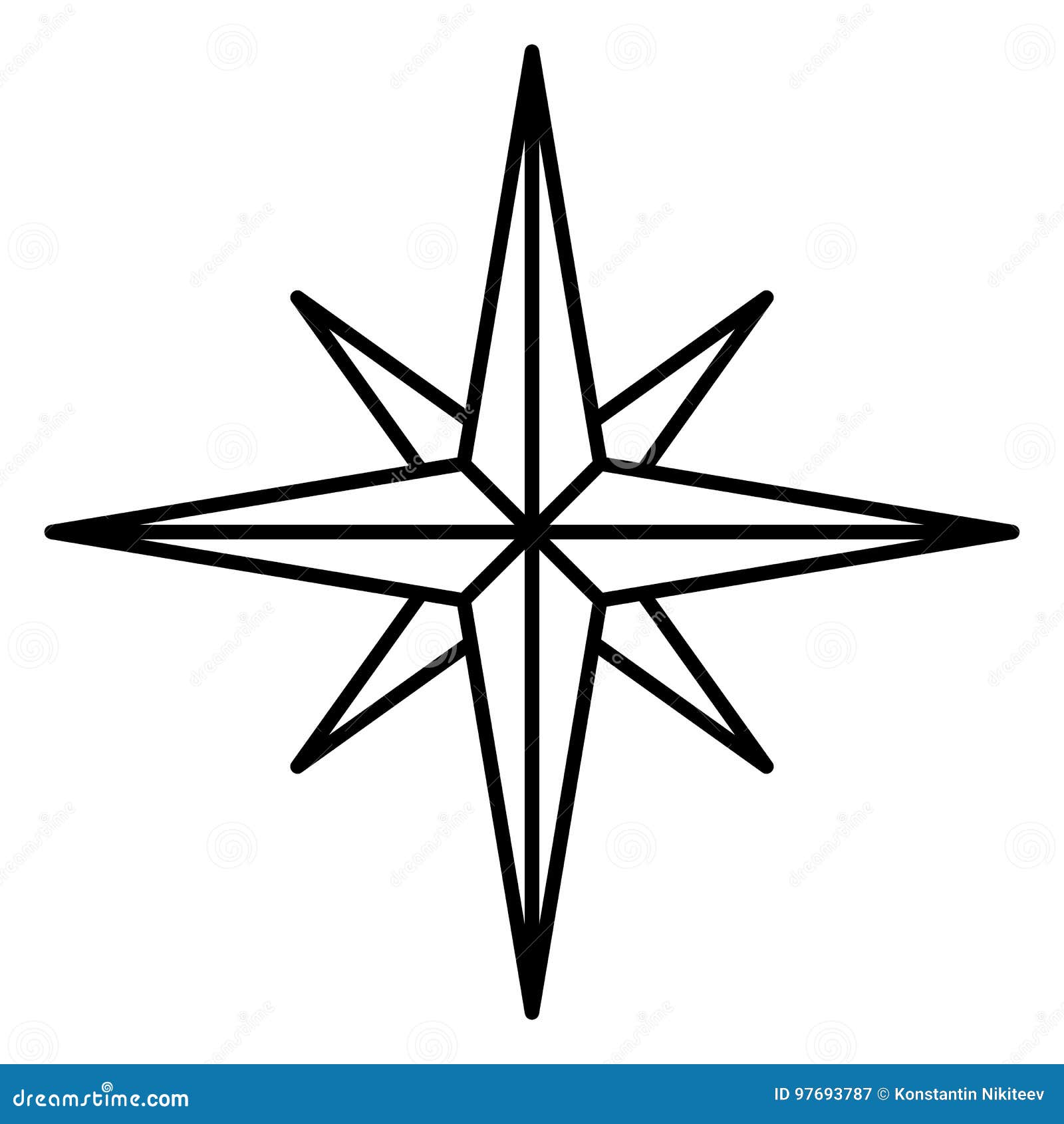 Vector Single Icon - Classic Wind Rose Stock Vector - Illustration of ...