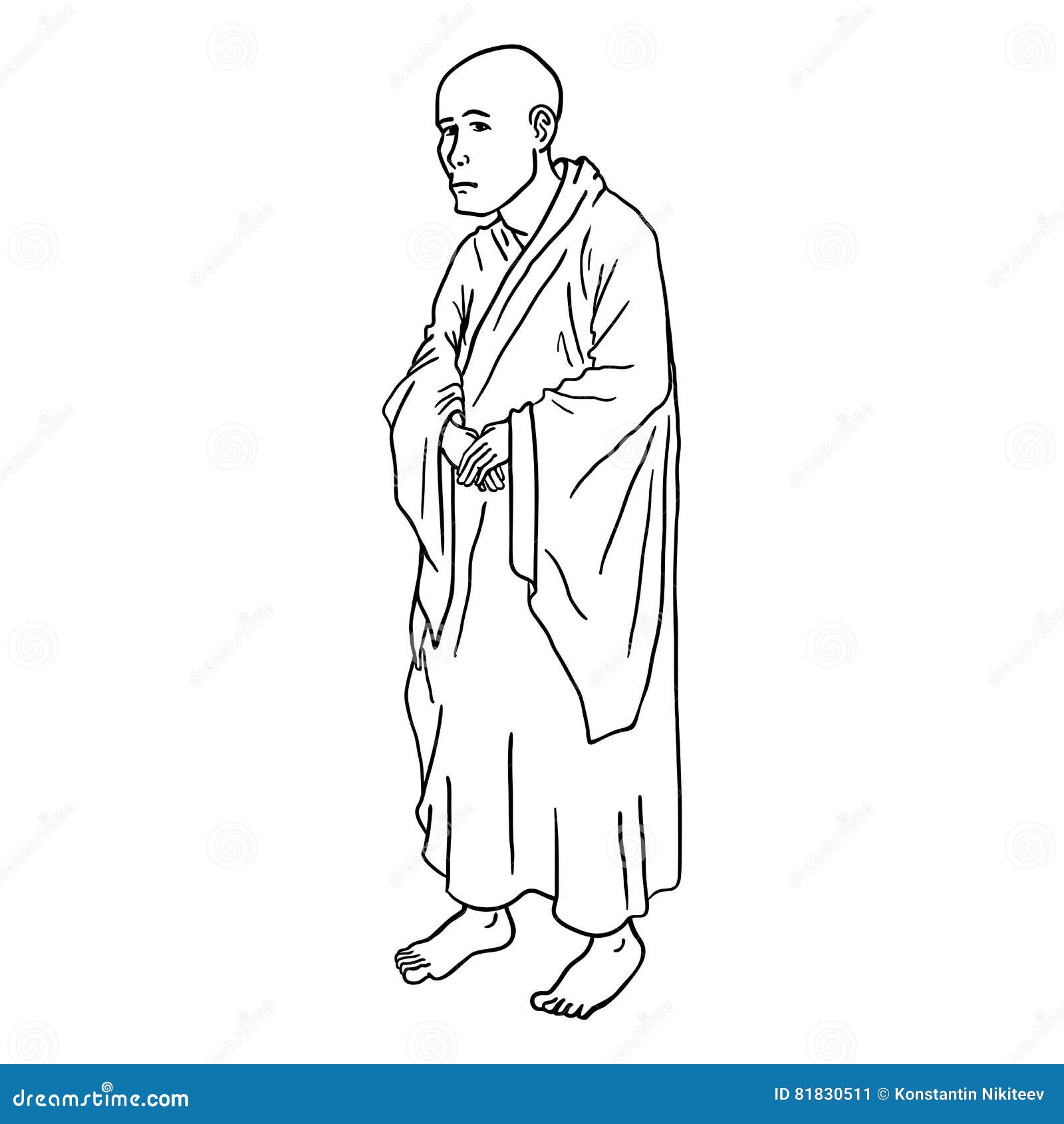 Vector Single Lineart Buddhist Monk | CartoonDealer.com #81830511