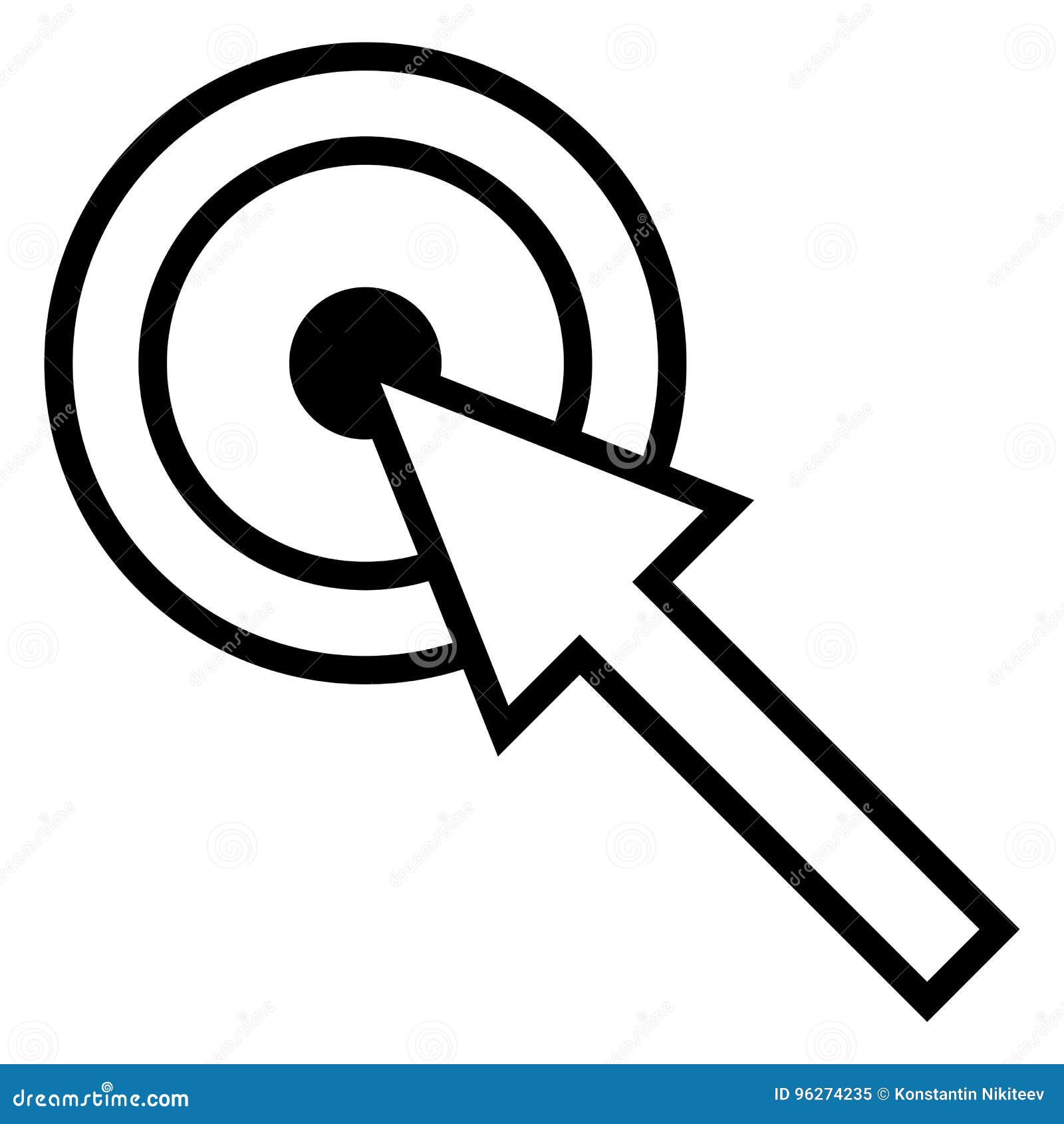 Vector Single Outline Icon - Arrow and Aim Stock Vector - Illustration ...