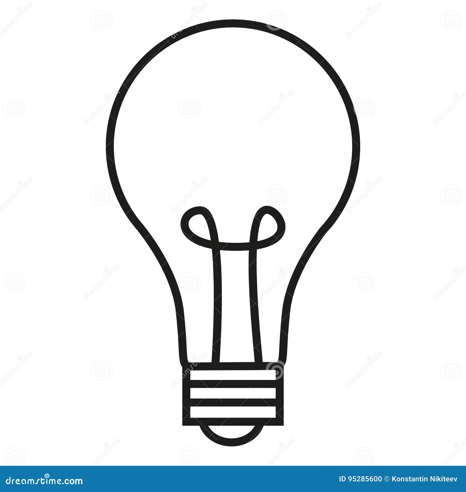 Vector Single Outline Icon - Lightbulb Stock Vector - Illustration of ...