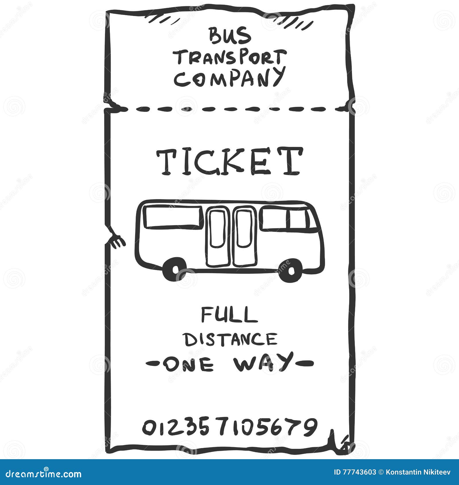 Vector Single Sketch Bus Ticket Stock Vector - Illustration of card ...