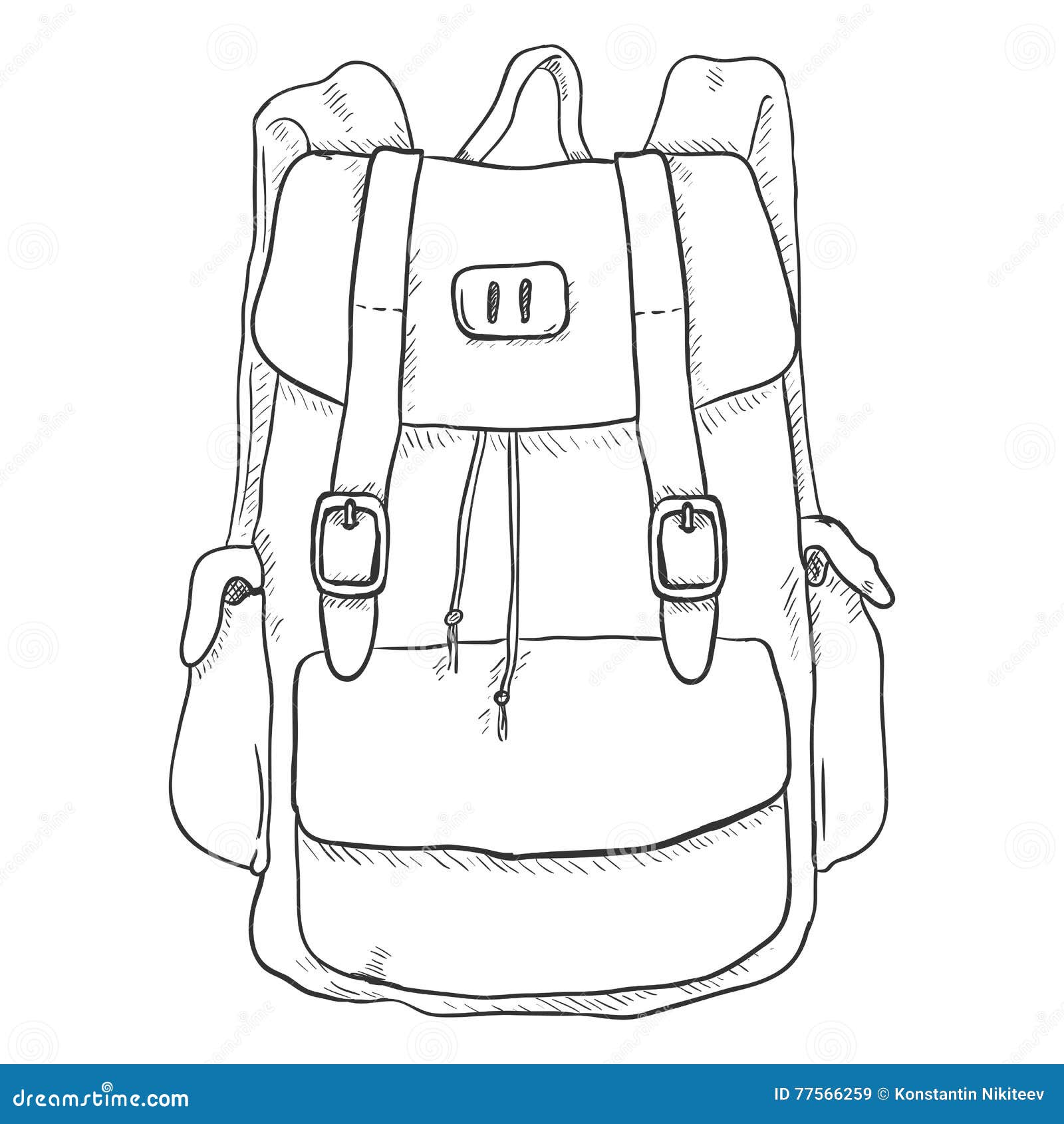 Vector Single Sketch Casual Backpack. Stock Vector - Illustration of ...