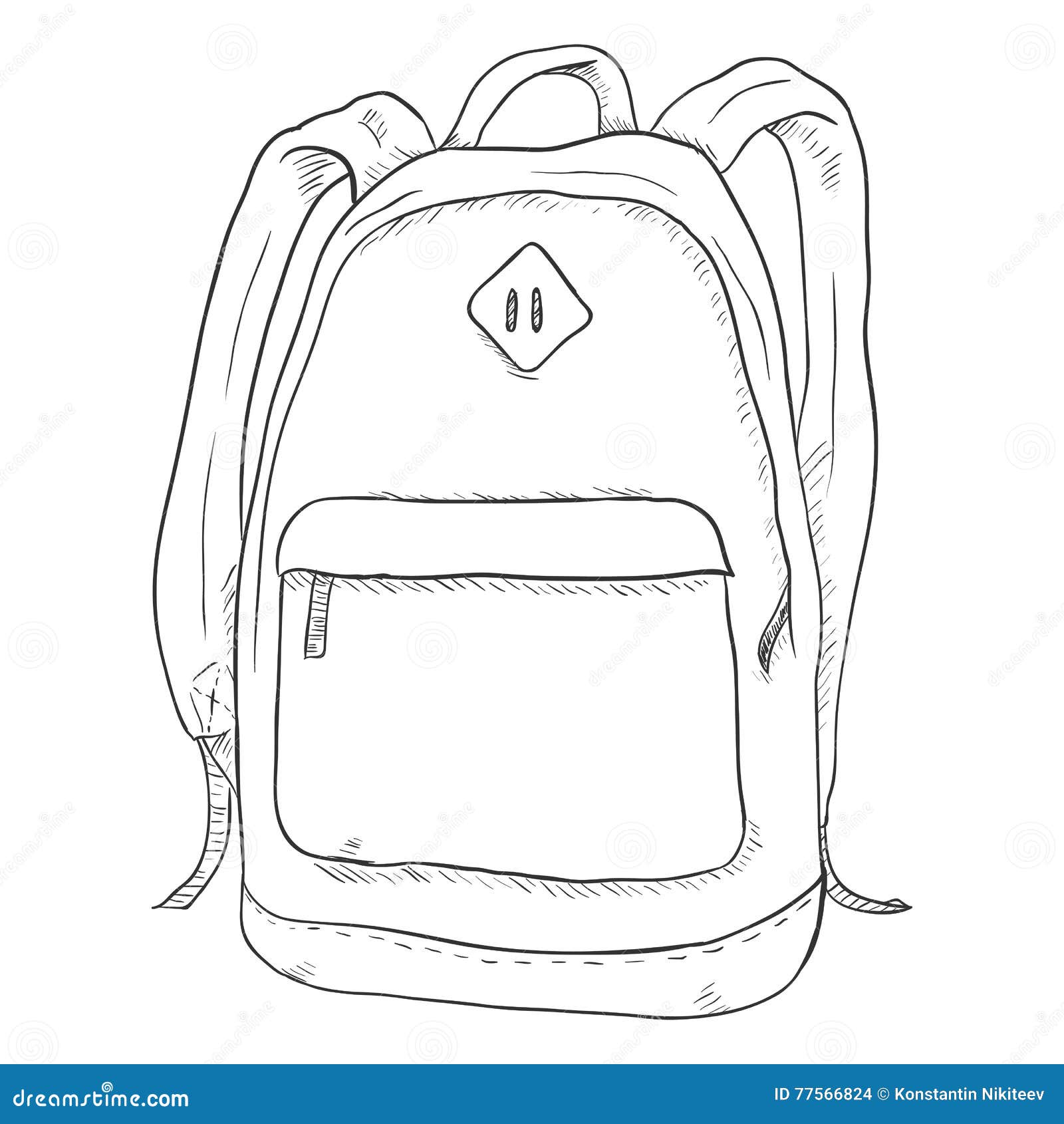 Vector Single Sketch Casual Backpack. Stock Vector - Illustration of ...
