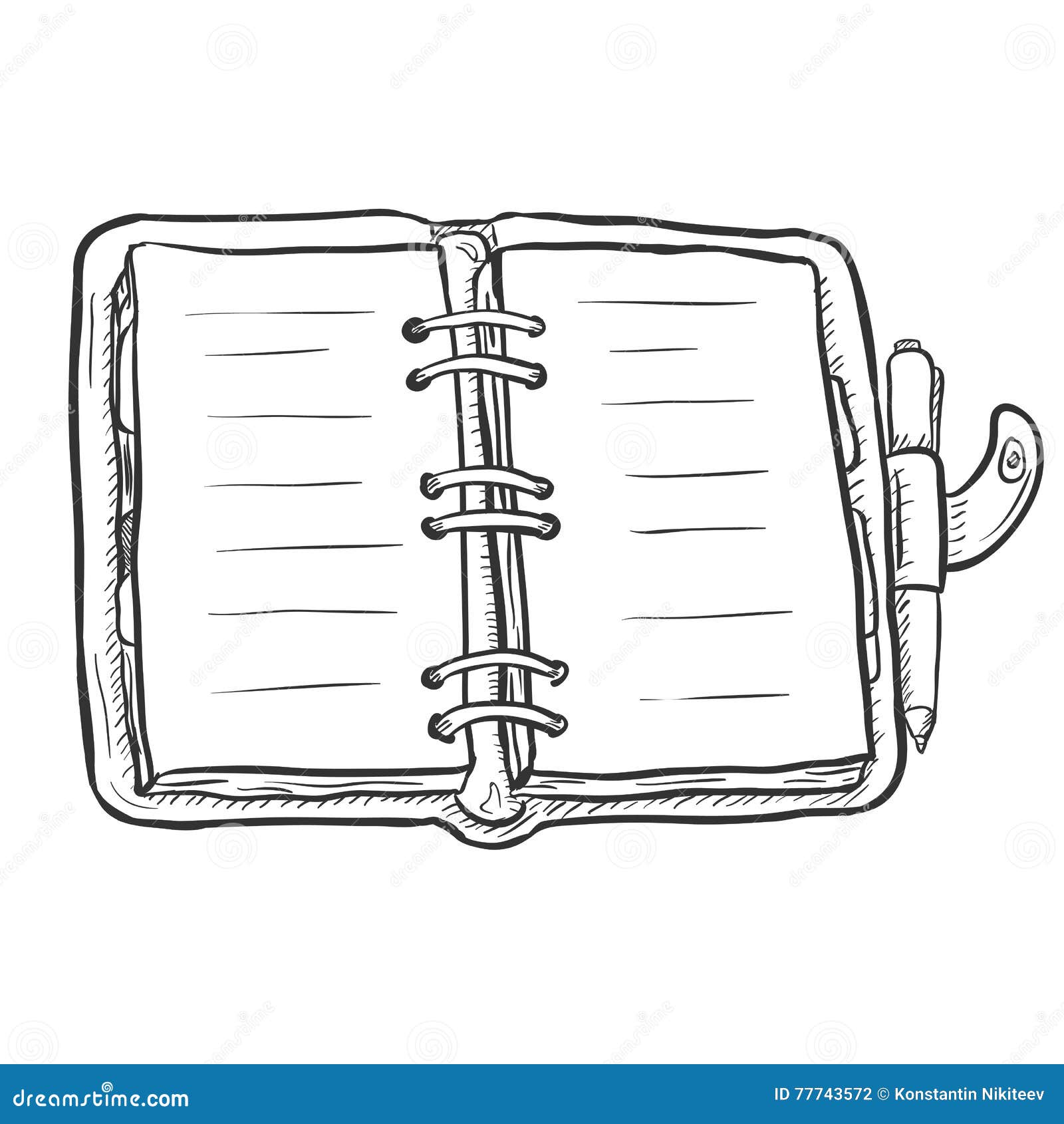 Vector Single Sketch Diary stock vector. Illustration of diary - 77743572
