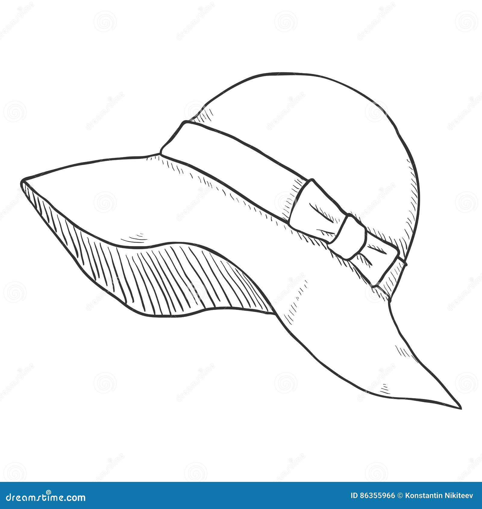 Vector Single Sketch Elegance Women Hat Stock Vector - Illustration of ...