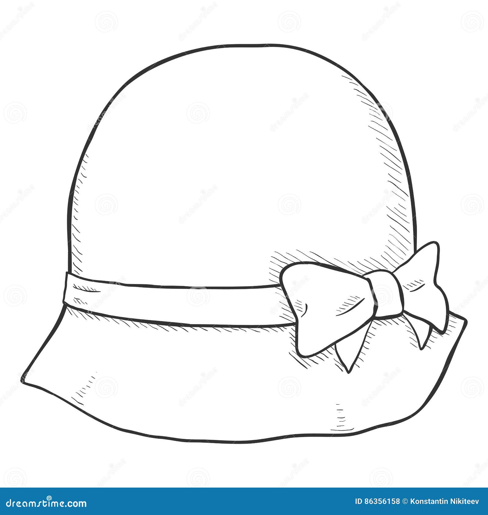 Vector Single Sketch Elegance Women Hat Stock Vector - Illustration of ...