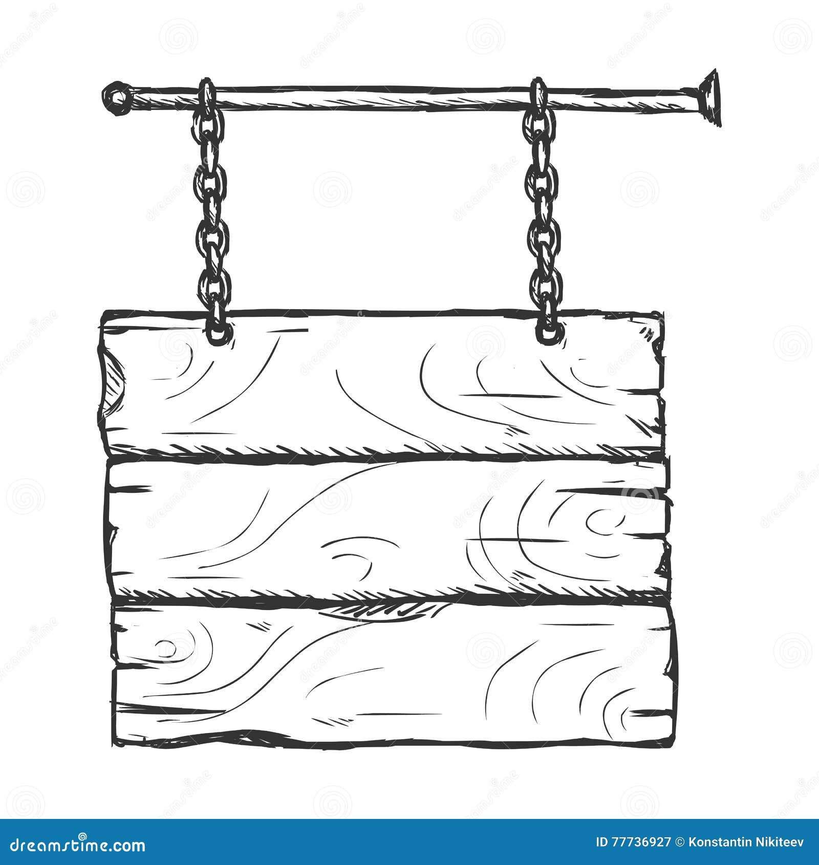 Vector Single Sketch Hanging Signboard Stock Vector - Illustration of ...