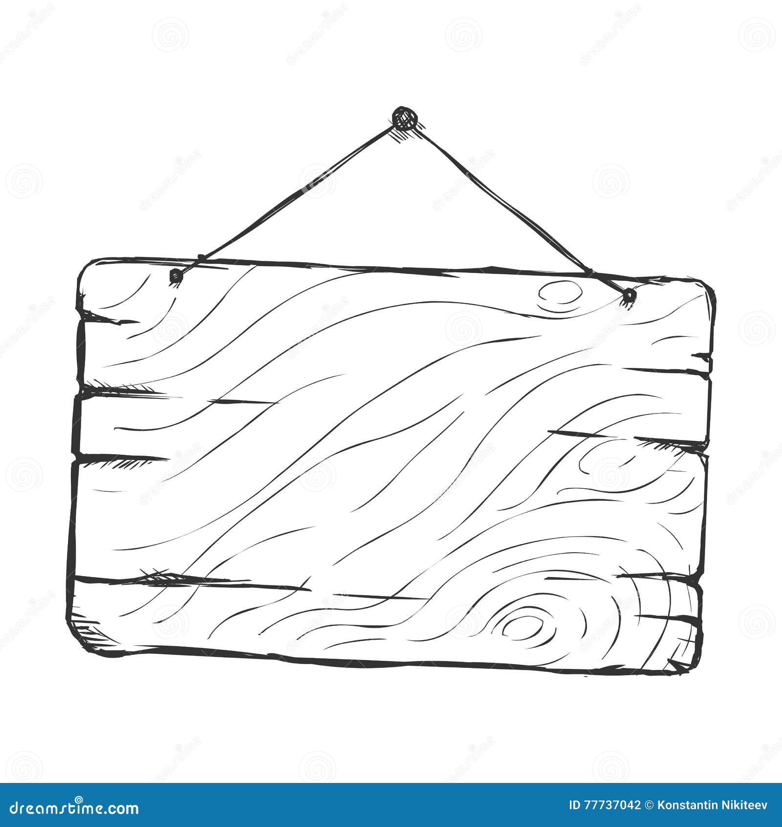 Vector Single Sketch Hanging Signboard Stock Vector - Illustration of ...