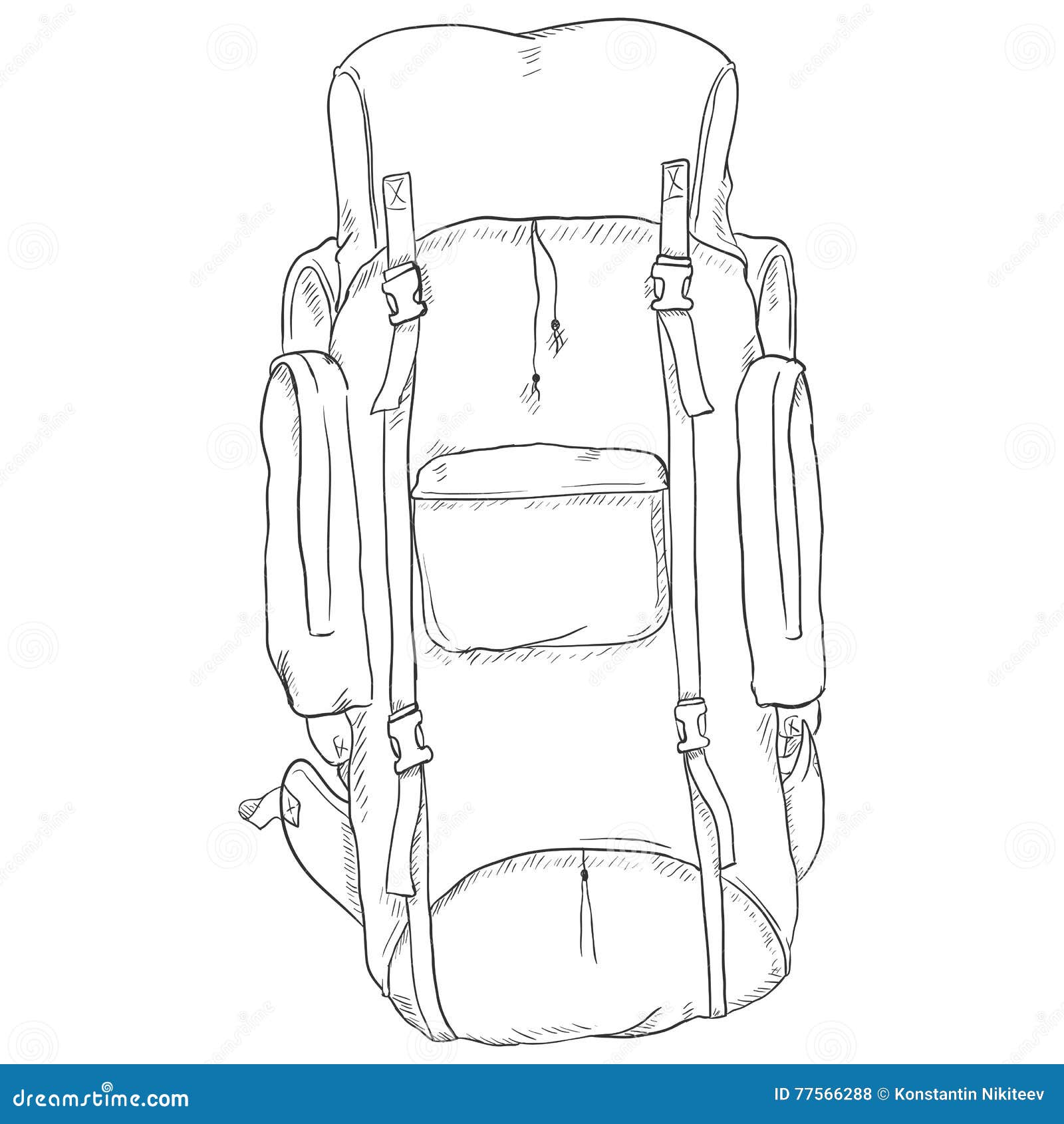 Vector Single Sketch Hiking Backpack. Stock Vector - Illustration of ...