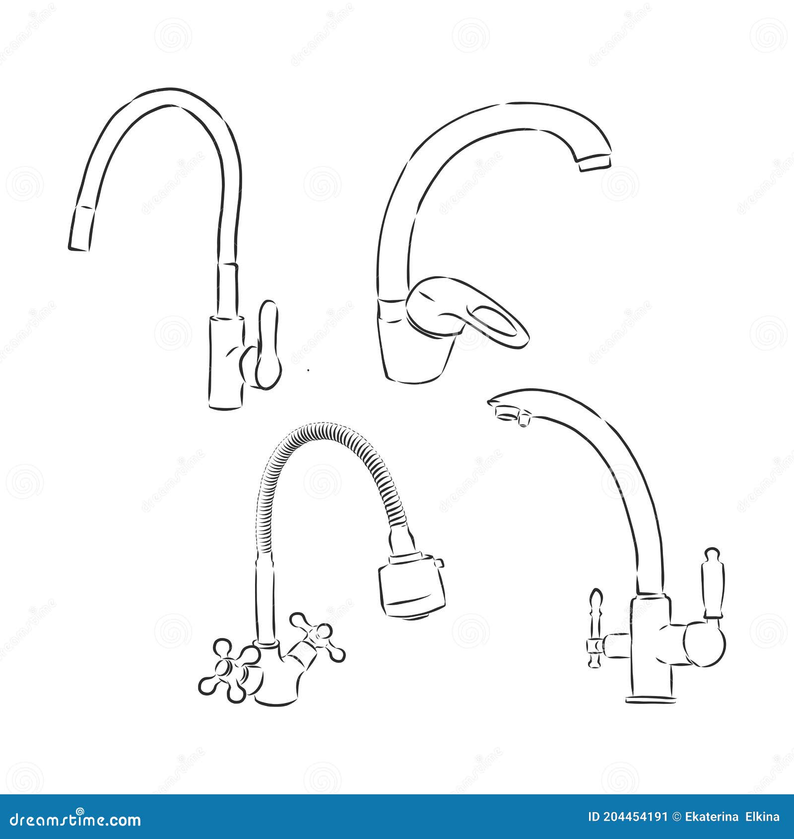 Vector Single Sketch Kitchen Faucet. Kitchen Faucet Vector Sketch ... Vector Single Sketch Kitchen Faucet. Kitchen Faucet Vector Sketch ...