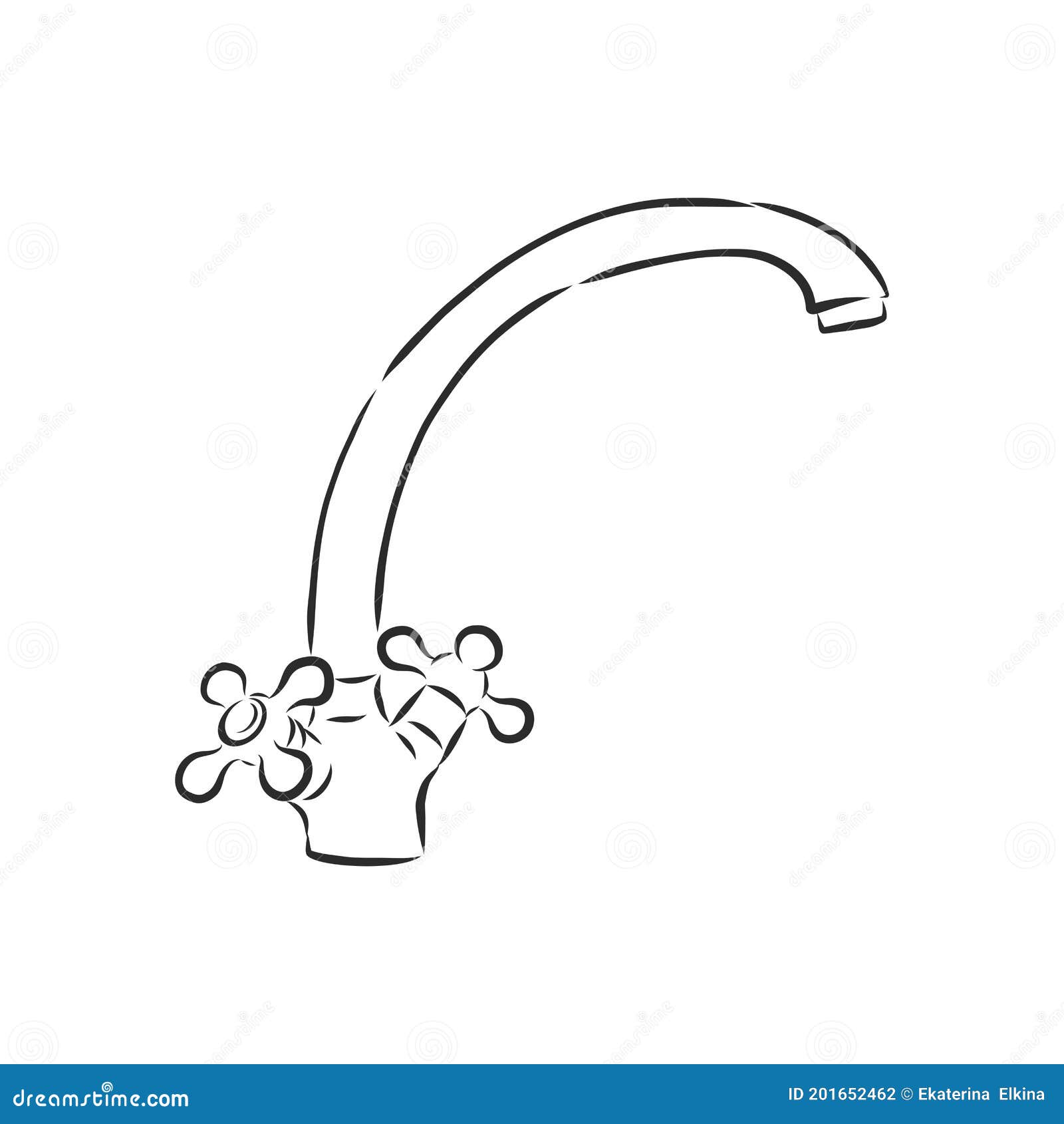 Water Tap for Kitchen, Vector Single Sketch Kitchen Faucet Stock ...