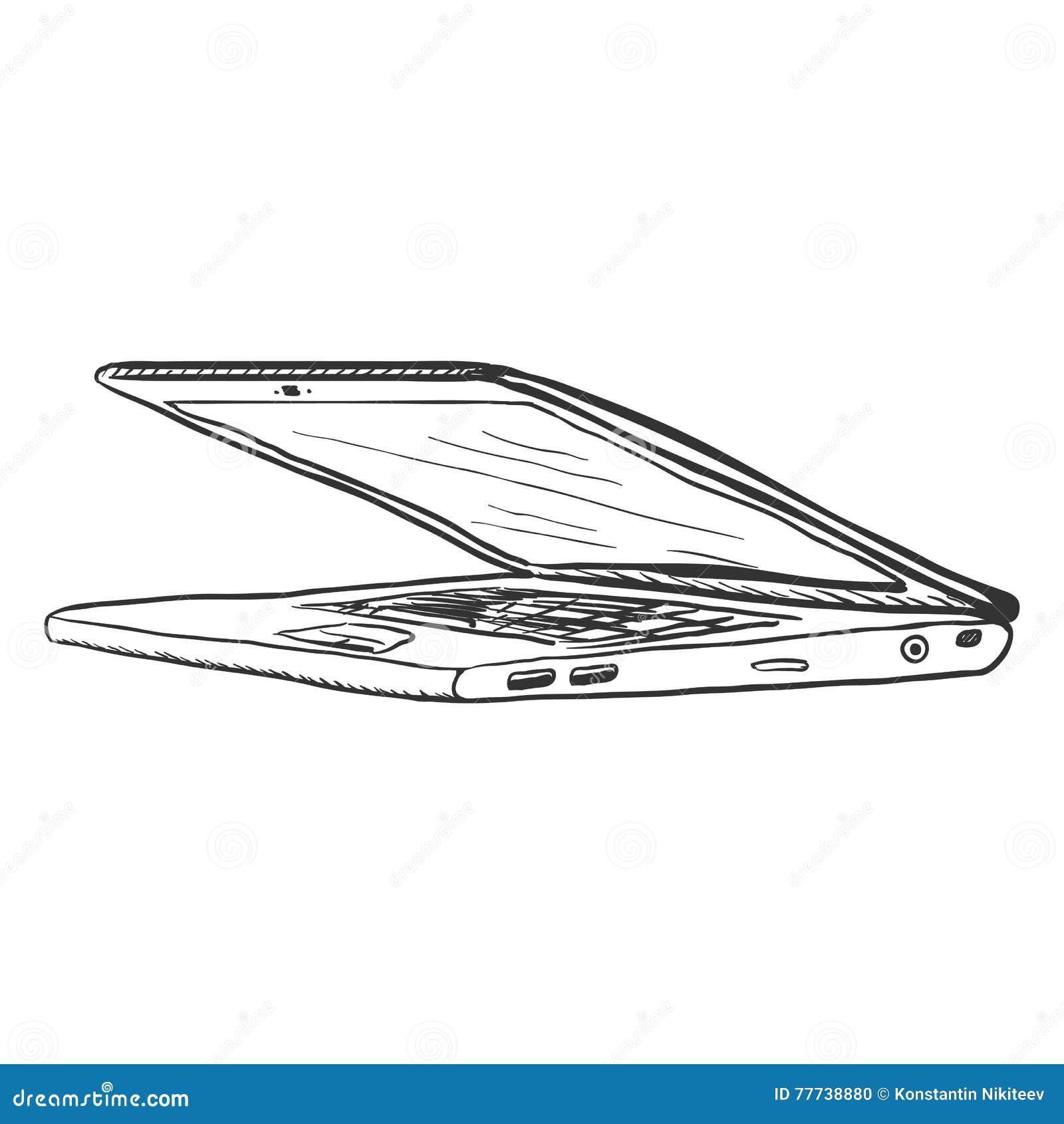 Vector Single Sketch Laptop Stock Vector - Illustration of digital ...